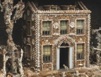 A VICTORIAN CASED SHELL DIORAMA DEPICTING A HOUSE IN A GARDEN, MID-19TH ...