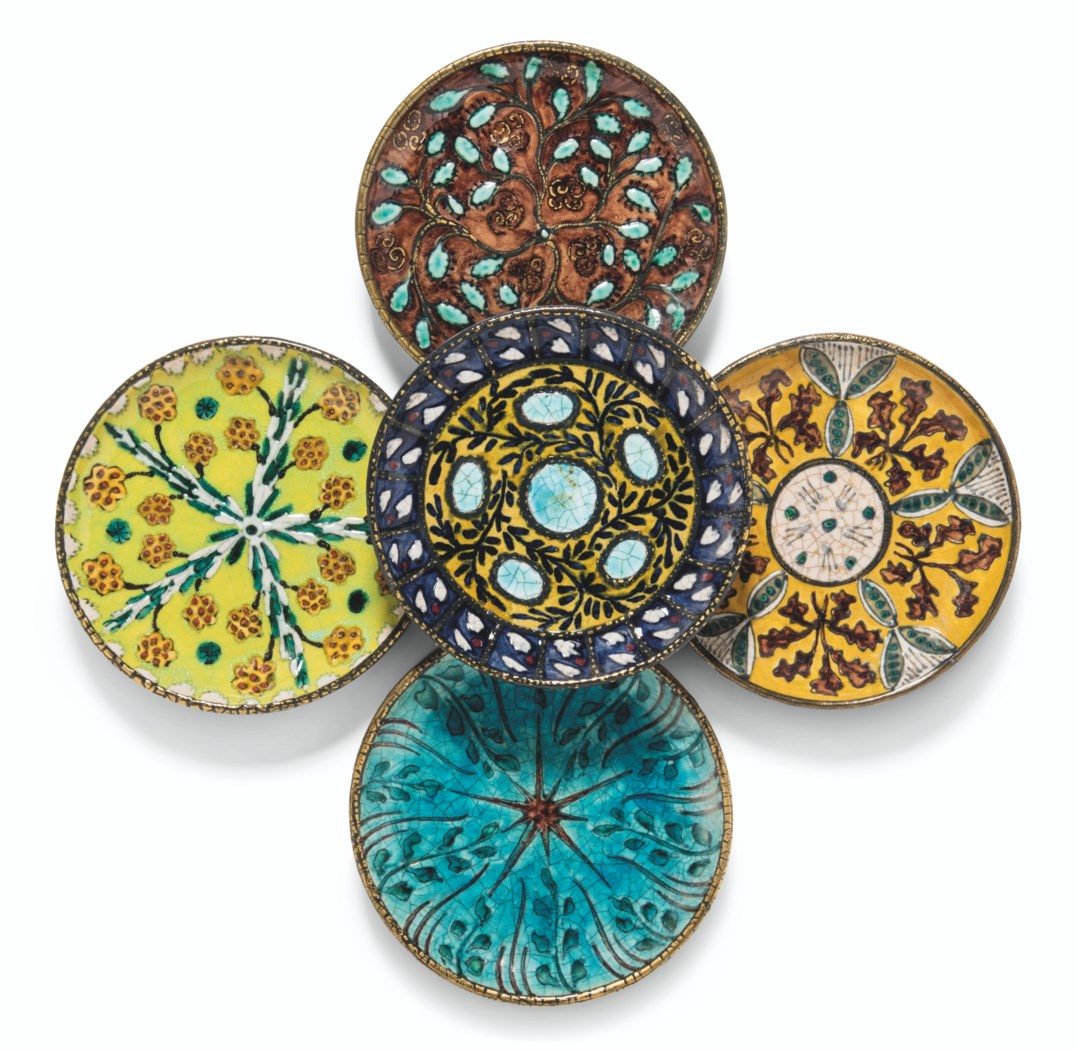 A GROUP OF FIVE FRENCH POTTERY PLATES BY ANDRE METTHEY, EARLY 20TH ...