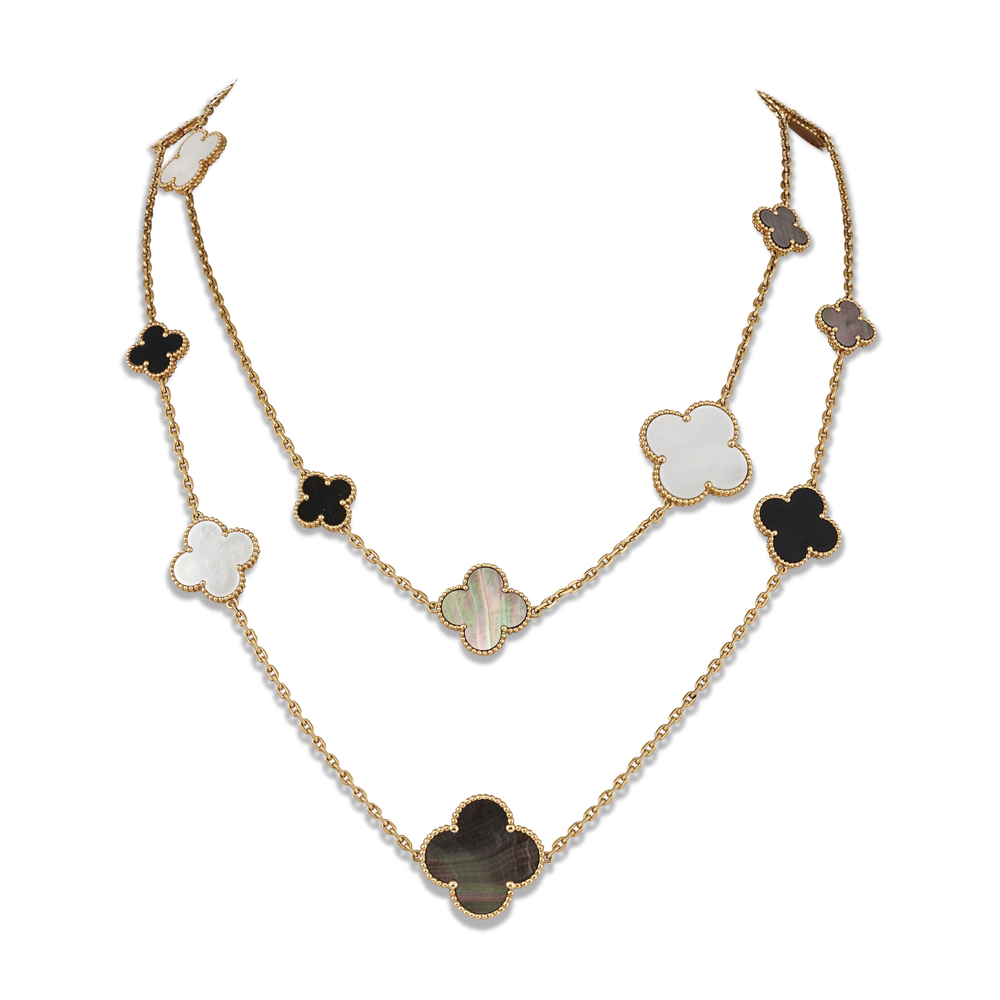 VAN CLEEF & ARPELS MOTHER-OF-PEARL, ABALONE AND ONYX 'MAGIC ALHAMBRA ...