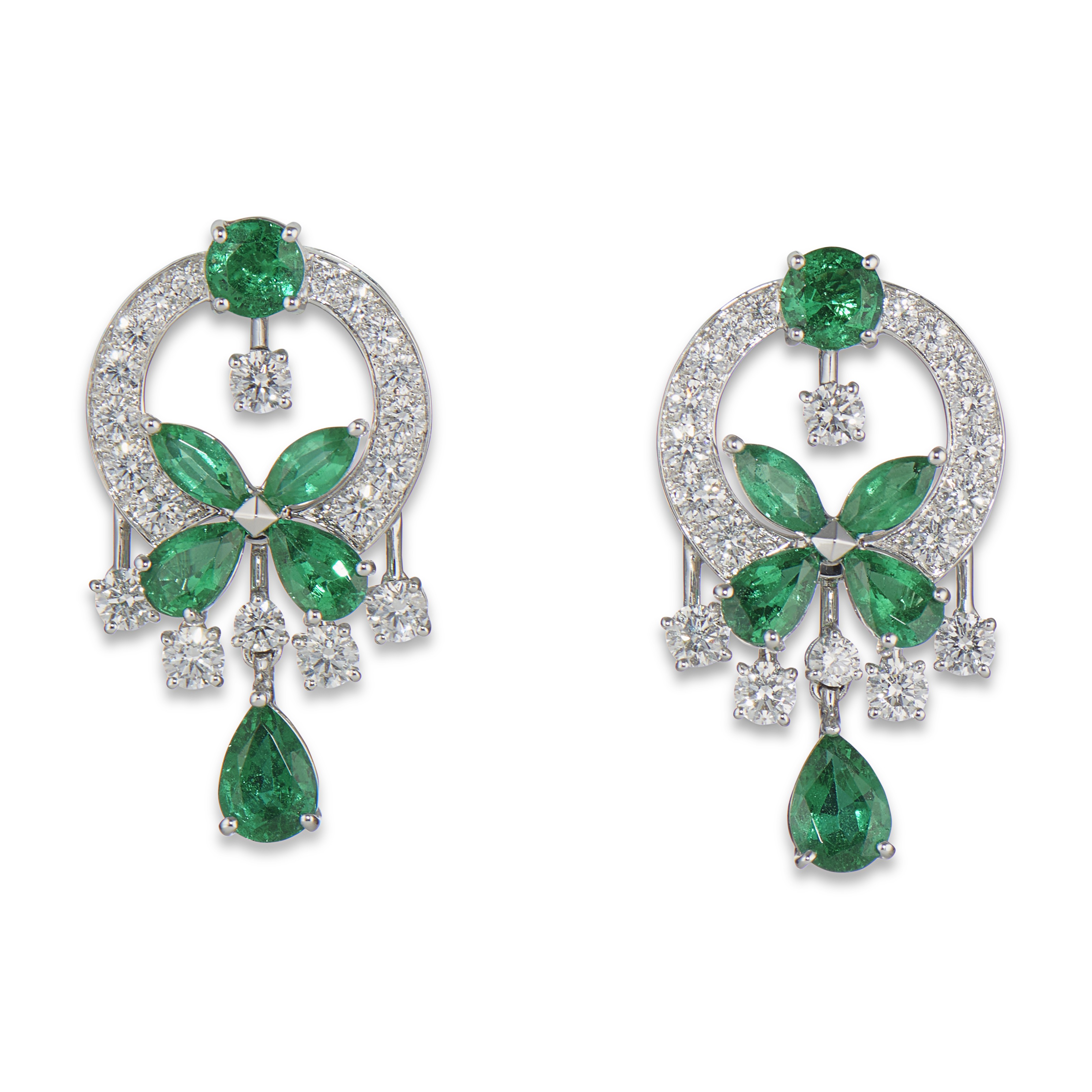 NO RESERVE ~ GRAFF EMERALD AND DIAMOND 'MINI BUTTERFLY' EARRINGS ...
