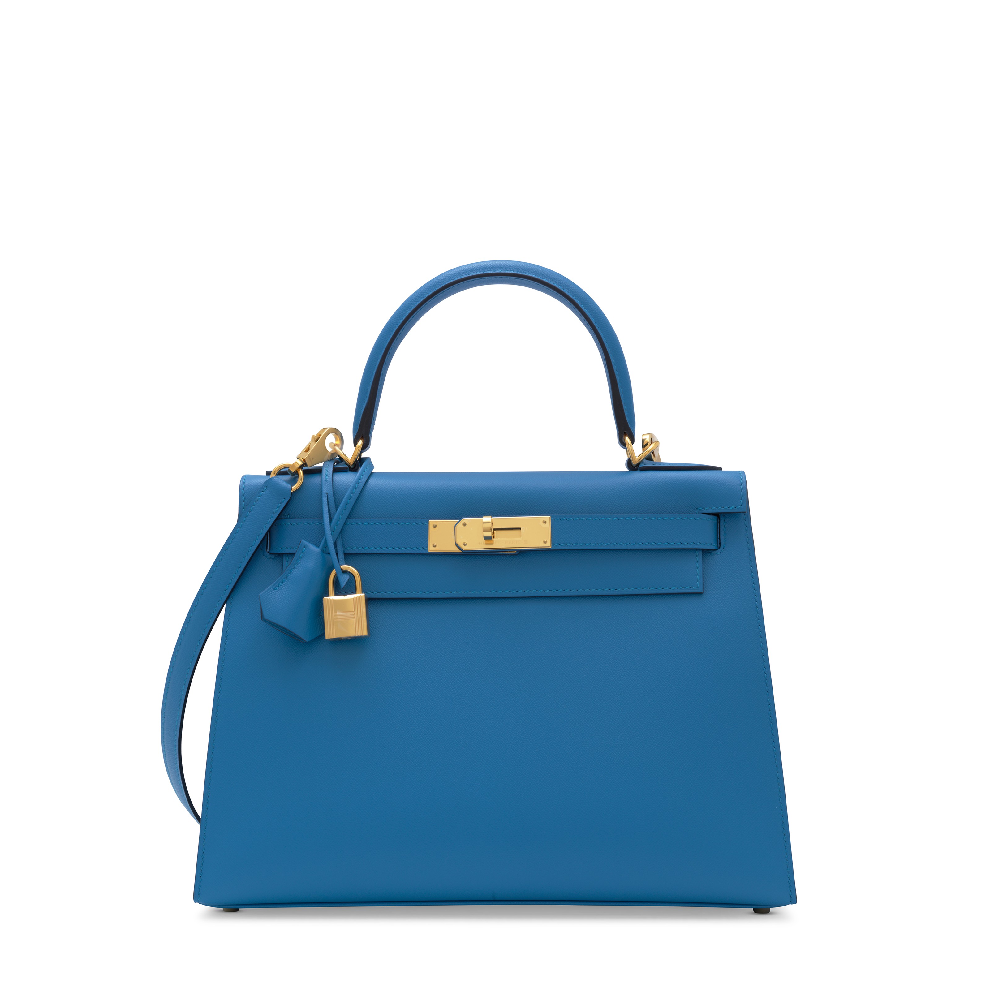 A BLEU FRIDA VEAU MADAME LEATHER SELLIER KELLY 28 WITH GOLD HARDWARE ...