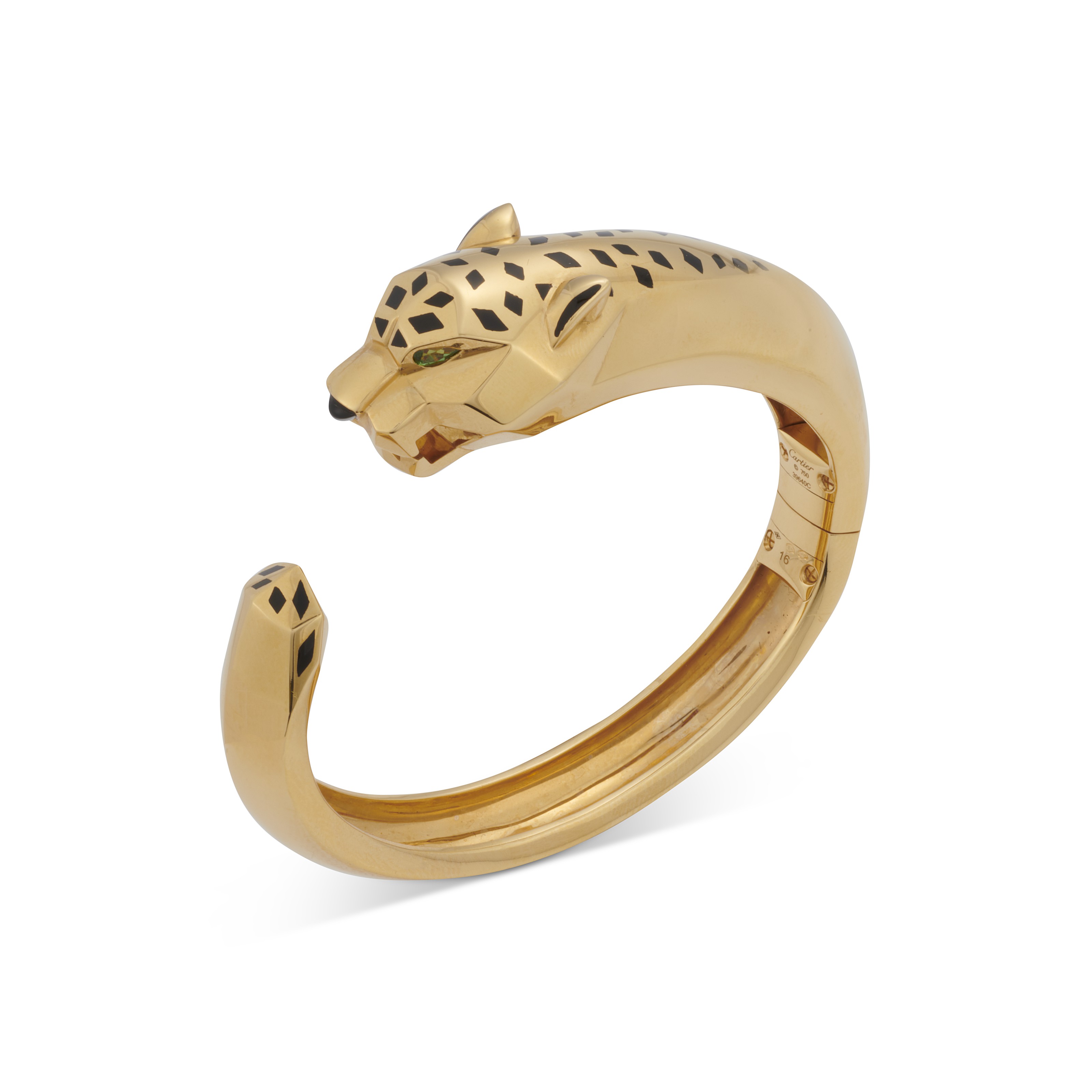 CARTIER ONYX, ENAMEL AND TSAVORITE GARNET ‘PANTHÈRE’ BANGLE, | Christie’s