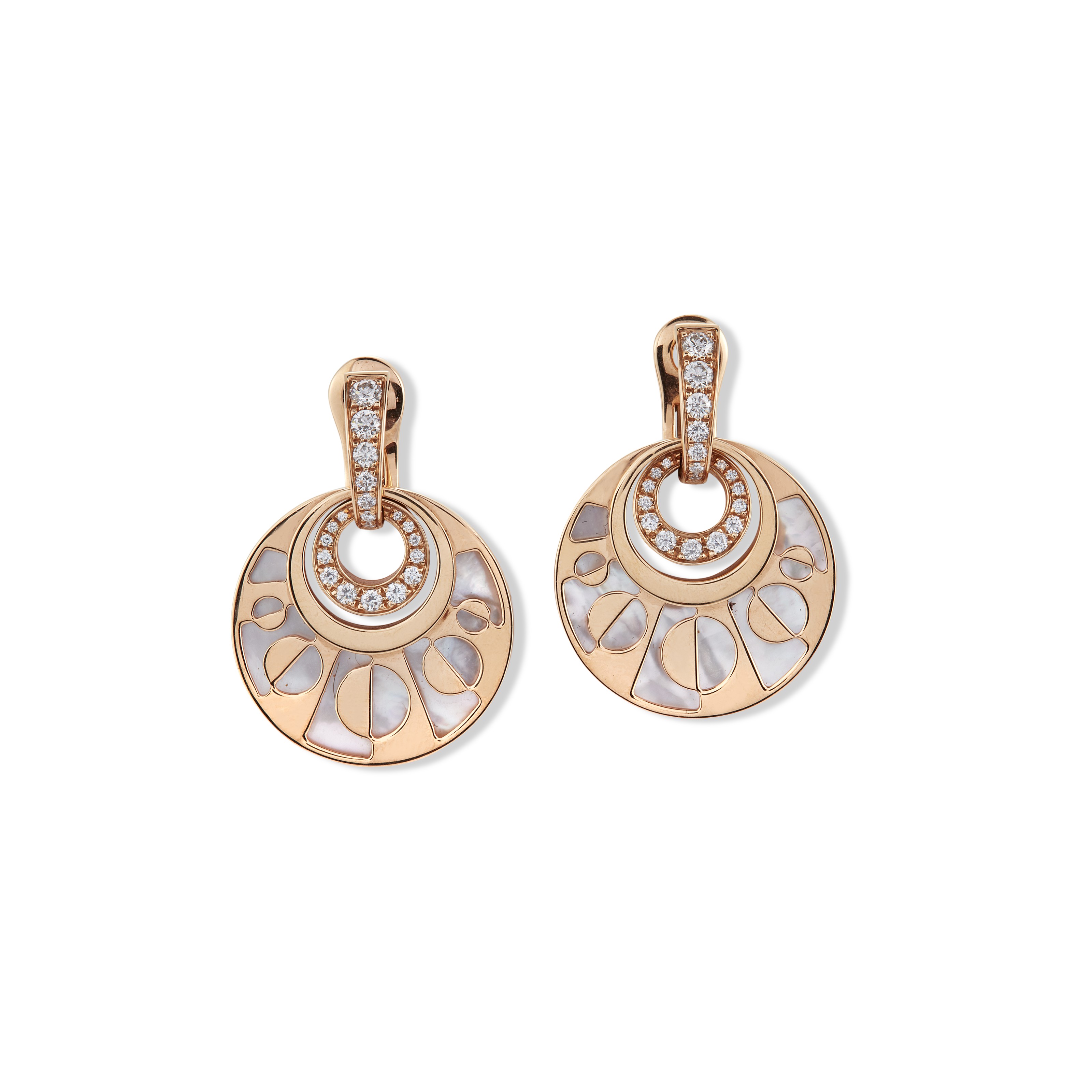 BULGARI DIAMOND AND MOTHER-OF-PEARL 'INTARSIO' EARRINGS, | Christie’s