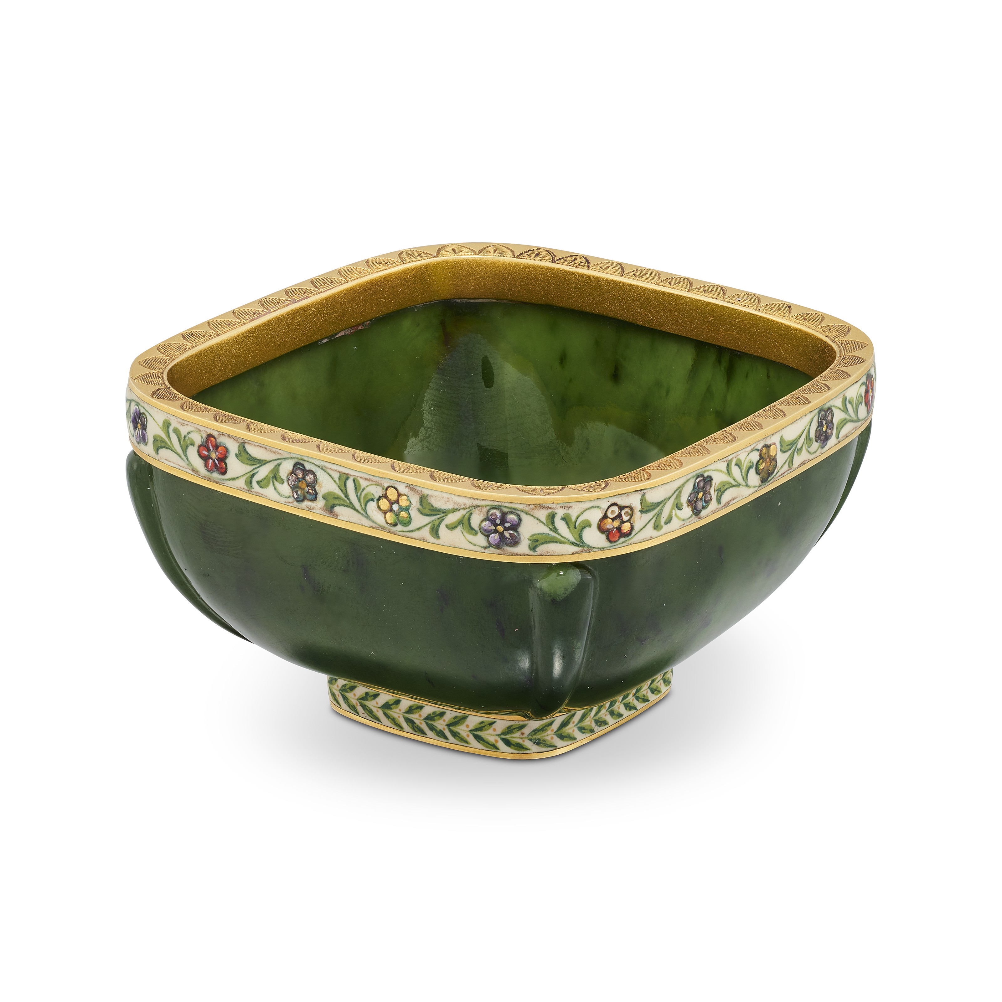 EARLY 20TH CENTURY NEPHRITE, GOLD AND ENAMEL DISH | Barnebys