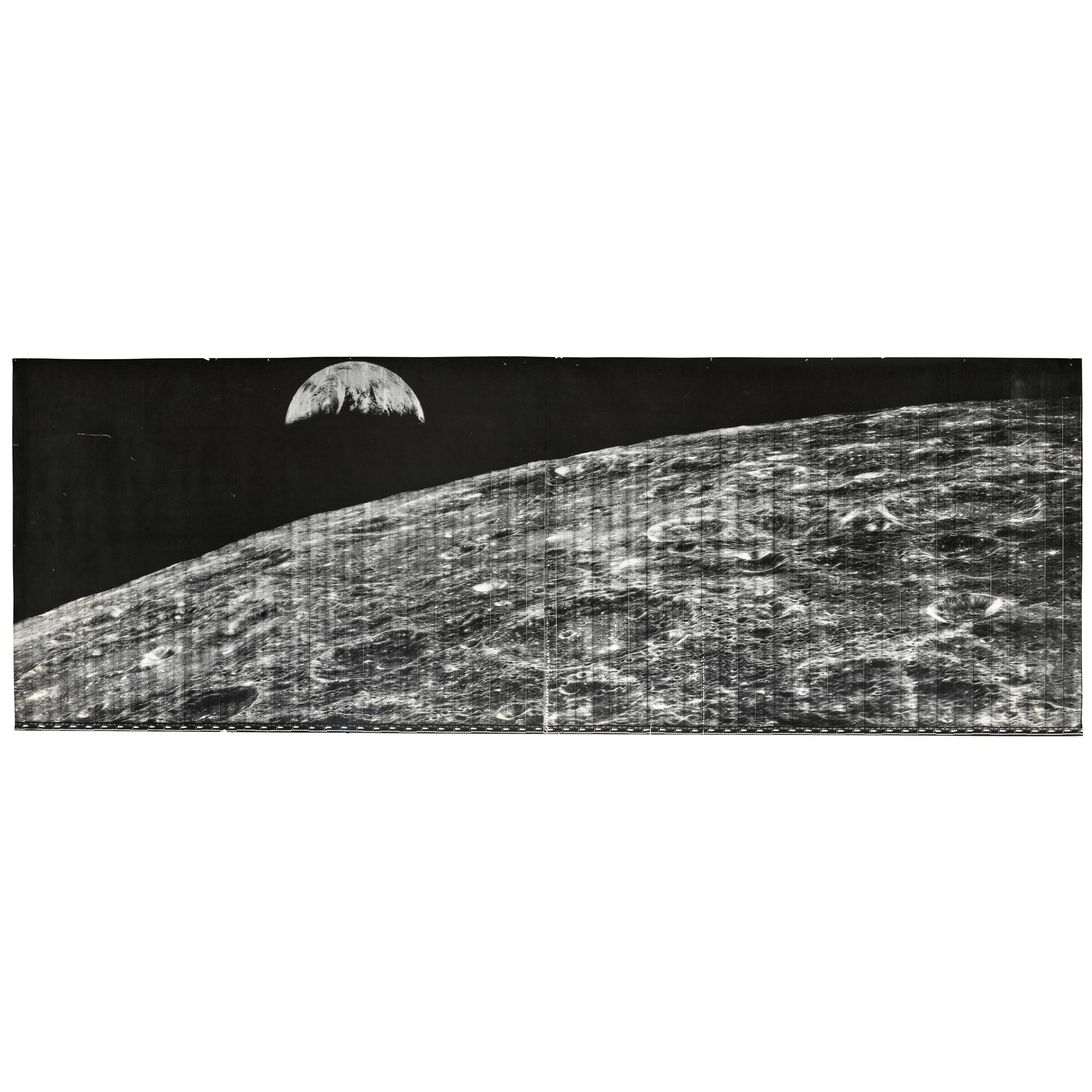 ENORMOUS LUNAR PANORMA -- FIRST EARTHRISE, AUGUST 23, 1966, LUNAR ...