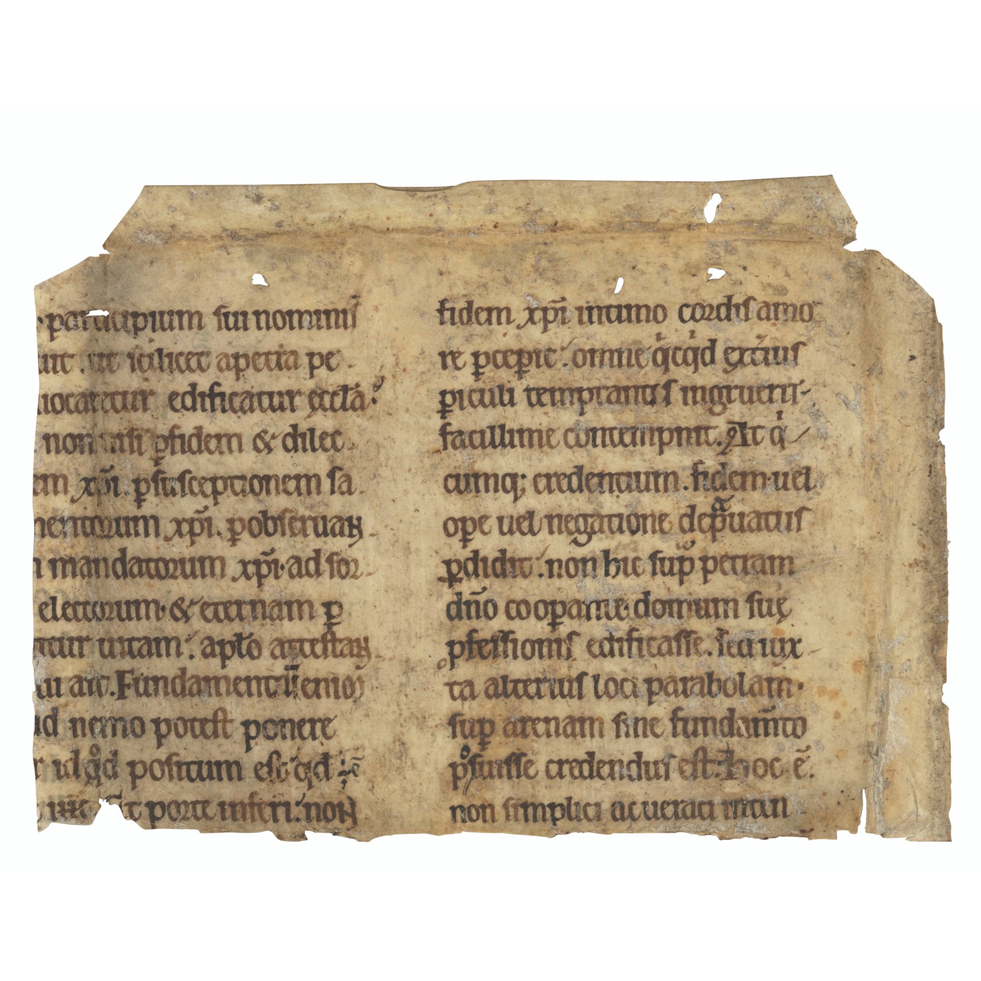 ST BEDE (c.673-735), Two fragments of a single leaf from Bede, Homiliae ...