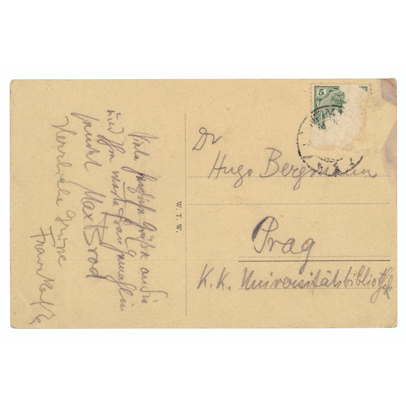 KAFKA, Franz (1883-1924), Autograph greeting signed ('Herzliche Grüße ...
