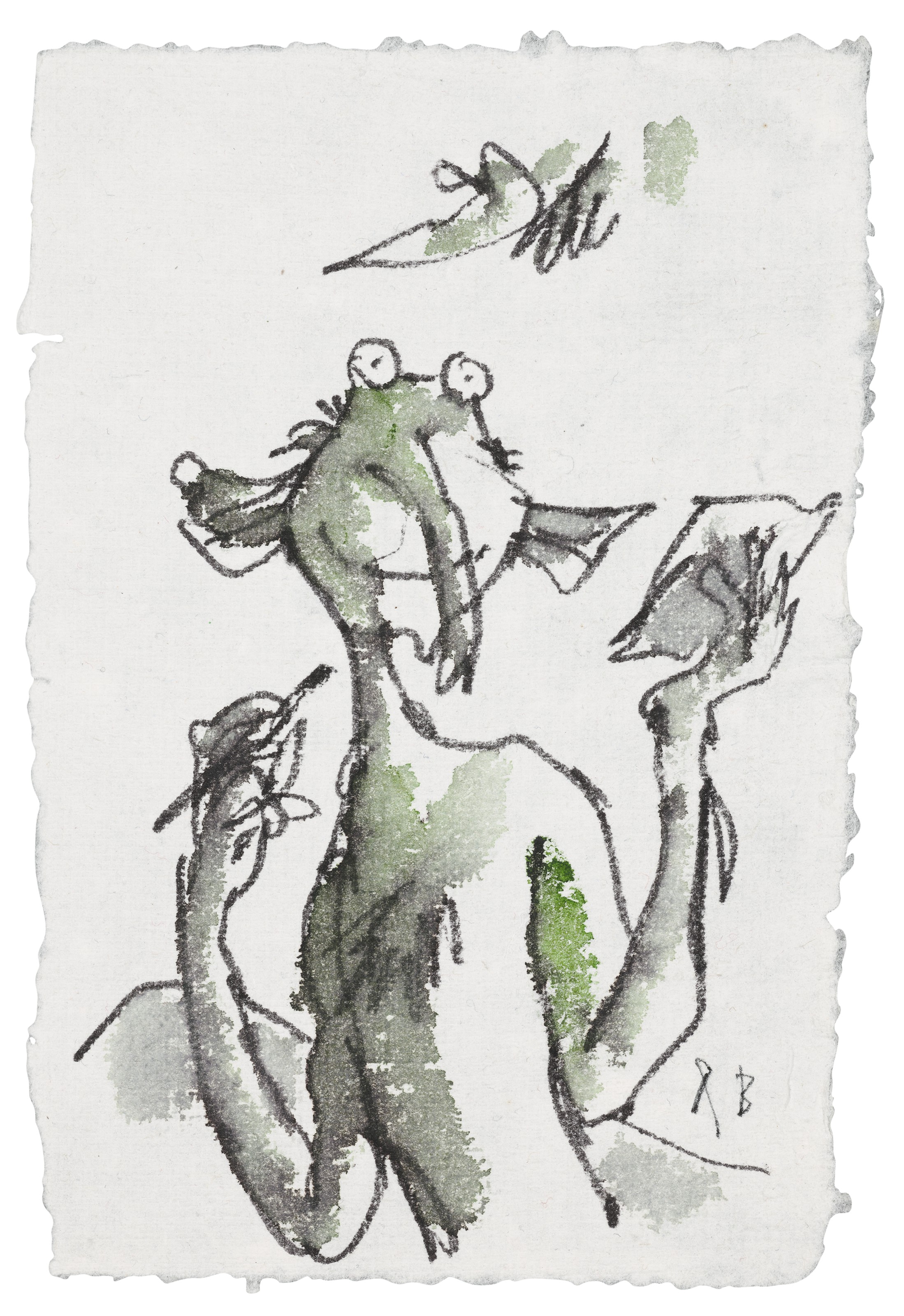 QUENTIN BLAKE (b.1932), On handmade paper #4: Kindly alien with pen and ...