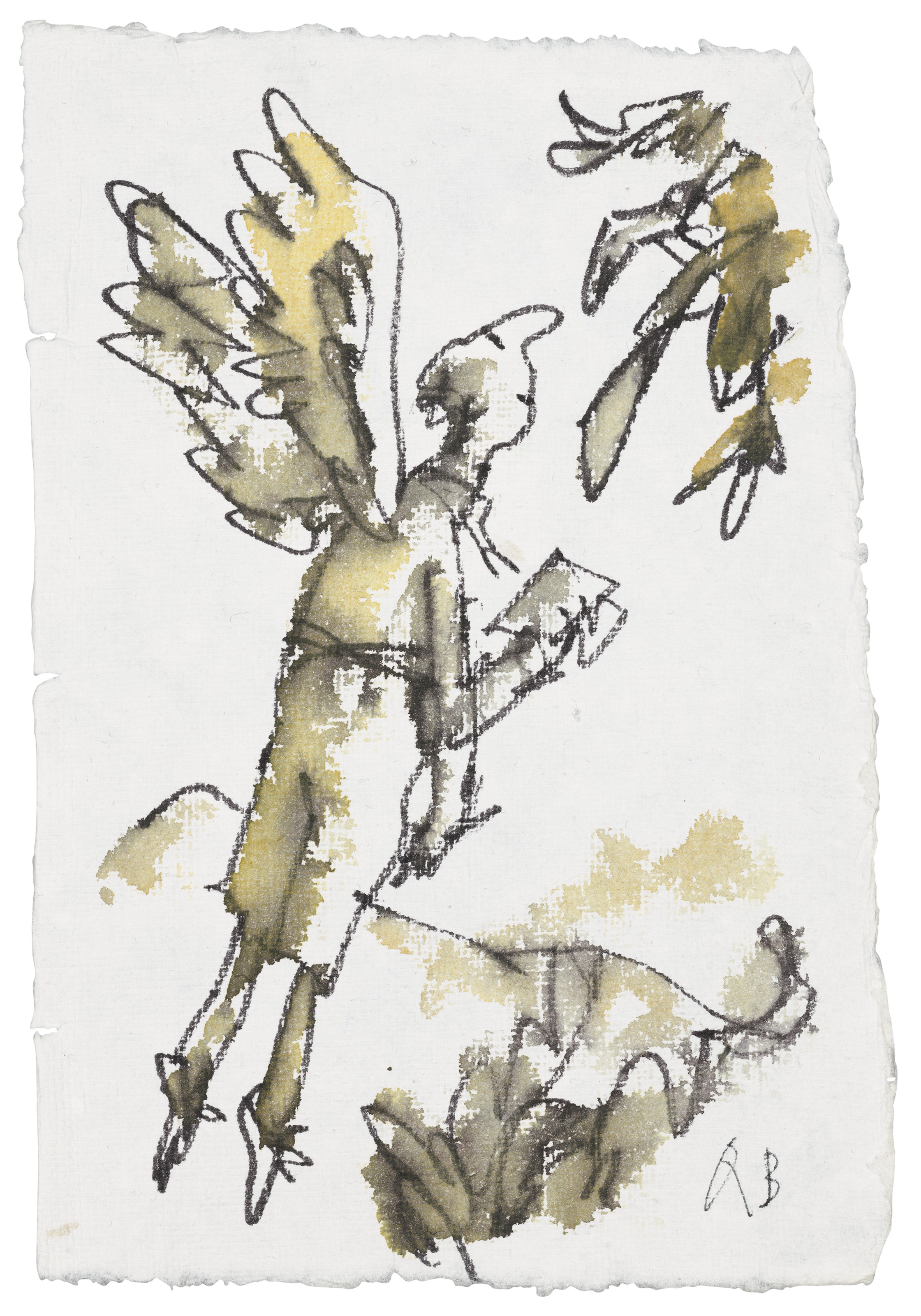 QUENTIN BLAKE (b.1932), On handmade paper #5: Winged man with a pad and ...