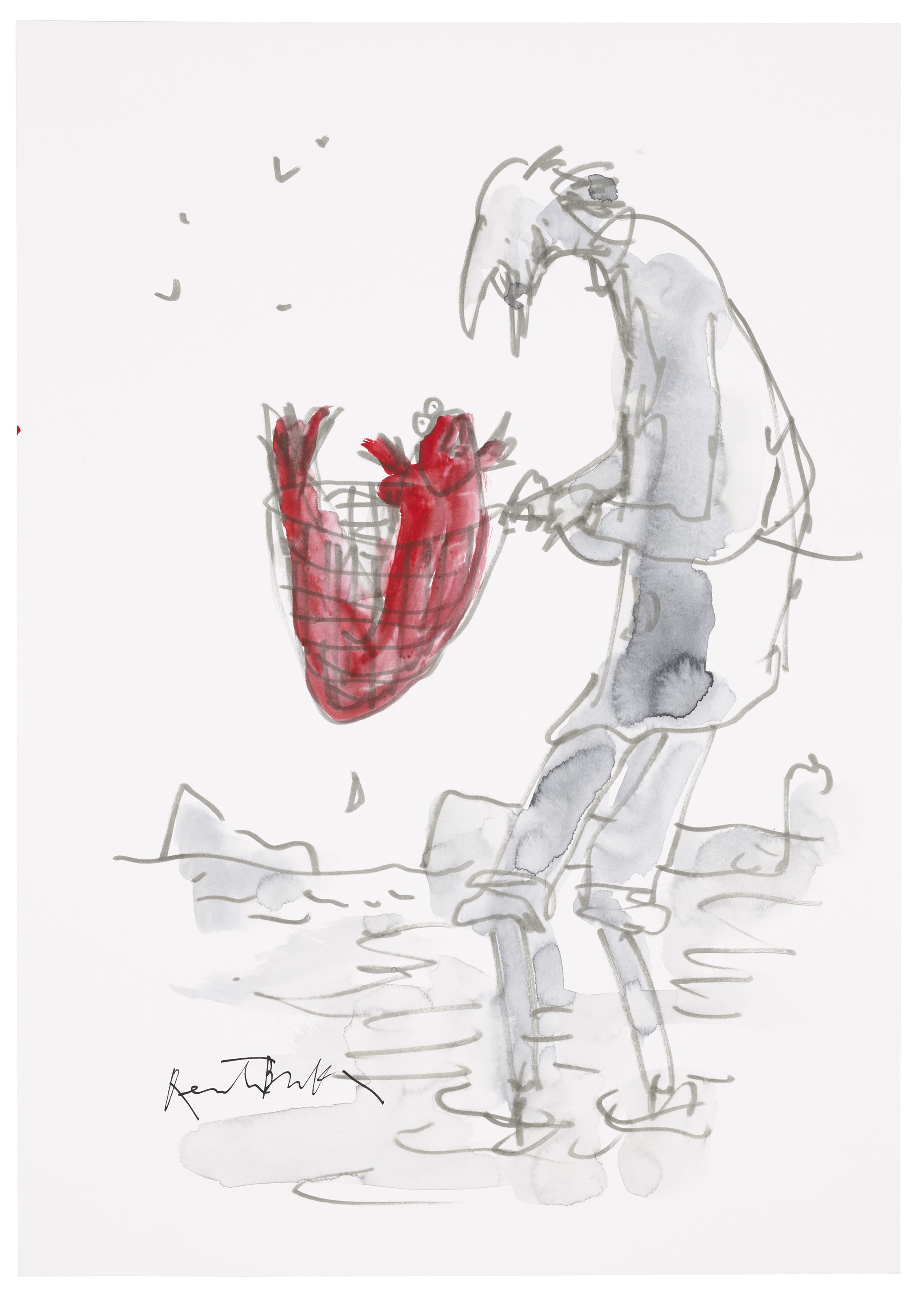 QUENTIN BLAKE (b.1932), Man with a fish in a net | Christie’s