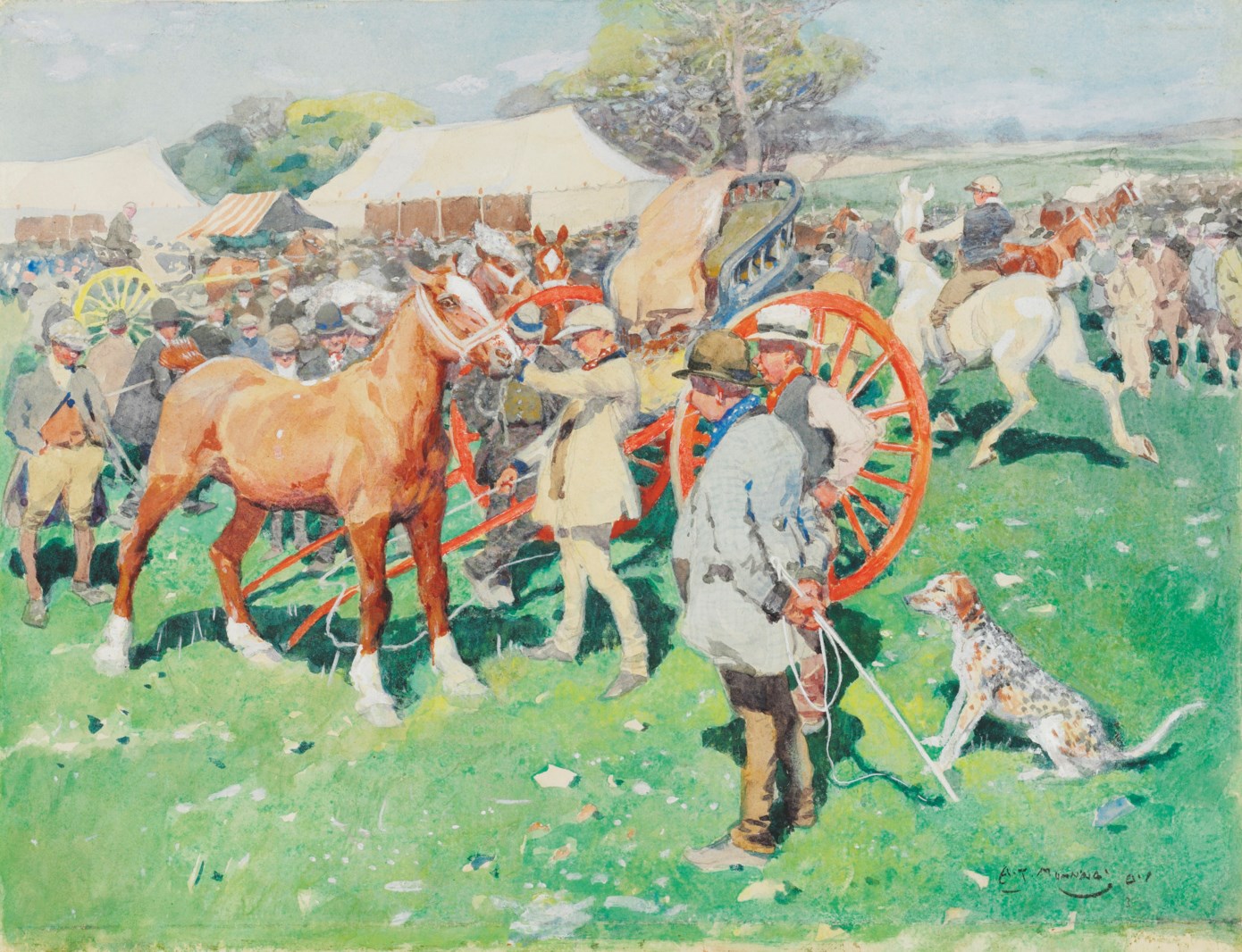 SIR ALFRED JAMES MUNNINGS, P.R.A. (BRITISH 1878-1959), The horse fair ...