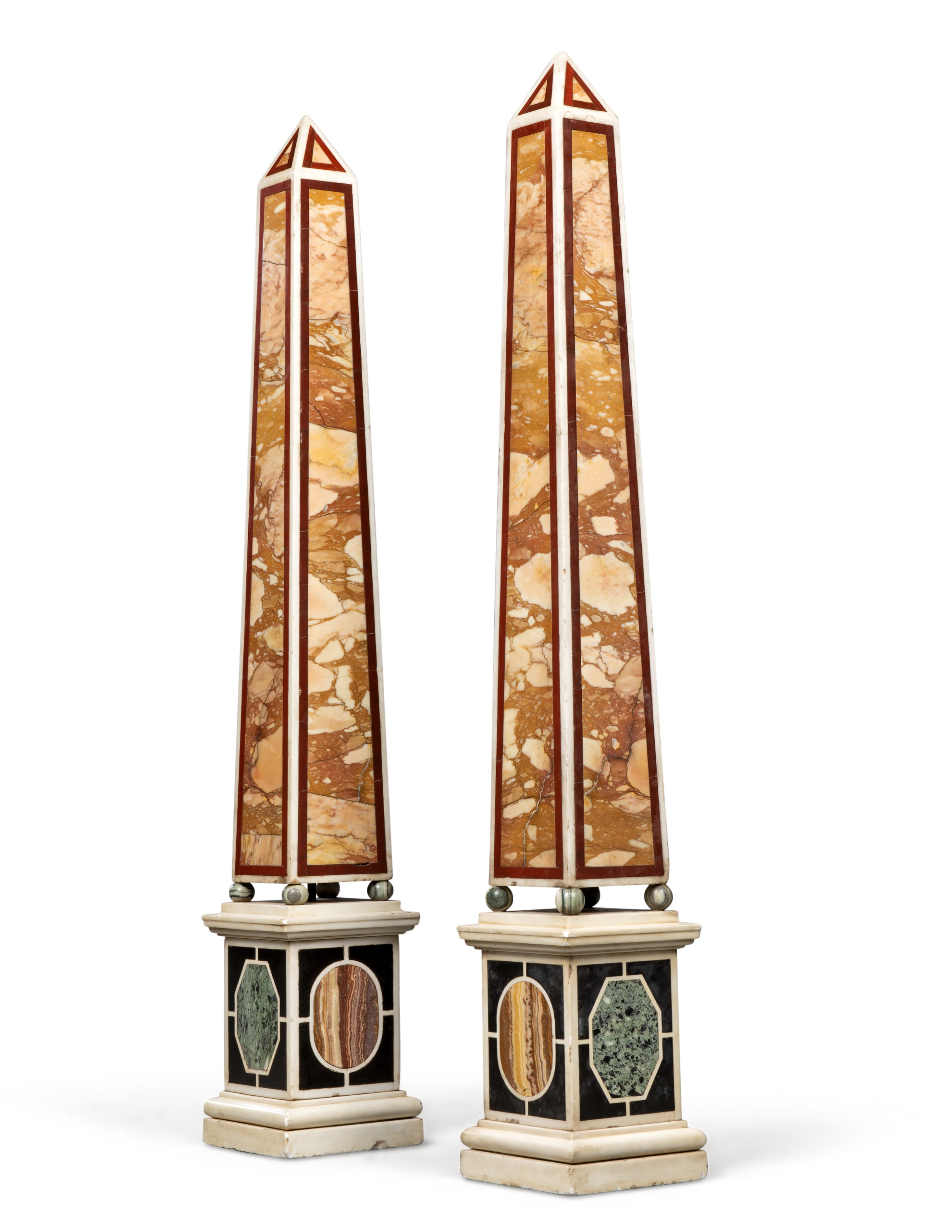 A PAIR OF SPECIMEN MARBLE LARGE OBELISKS, LATE 20TH CENTURY | Christie’s