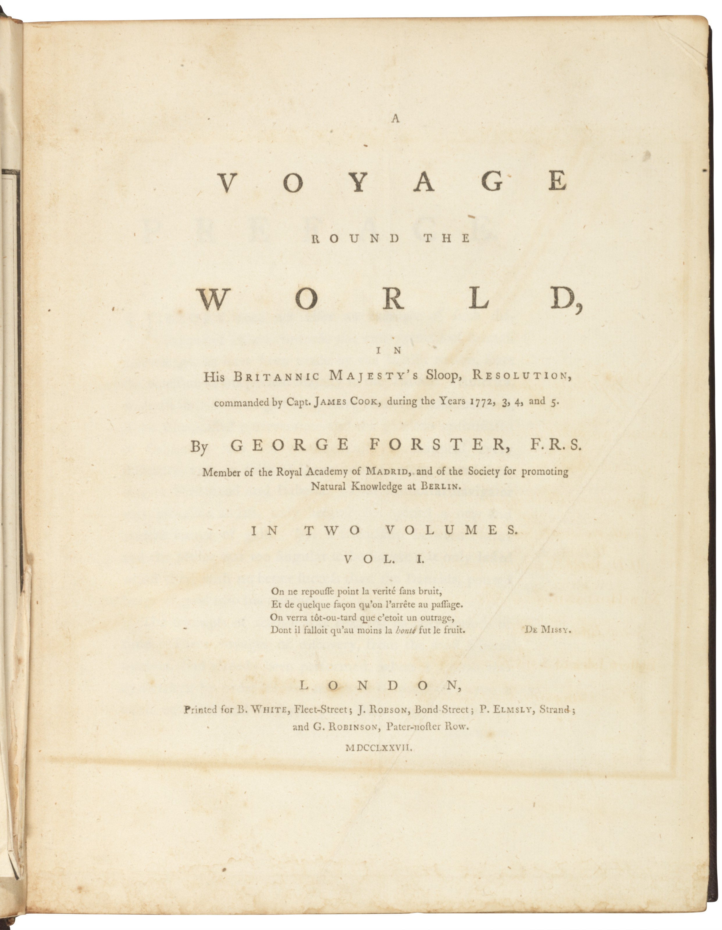 Georg Forster (1754-1794), A Voyage round the World, in His Britannic ...