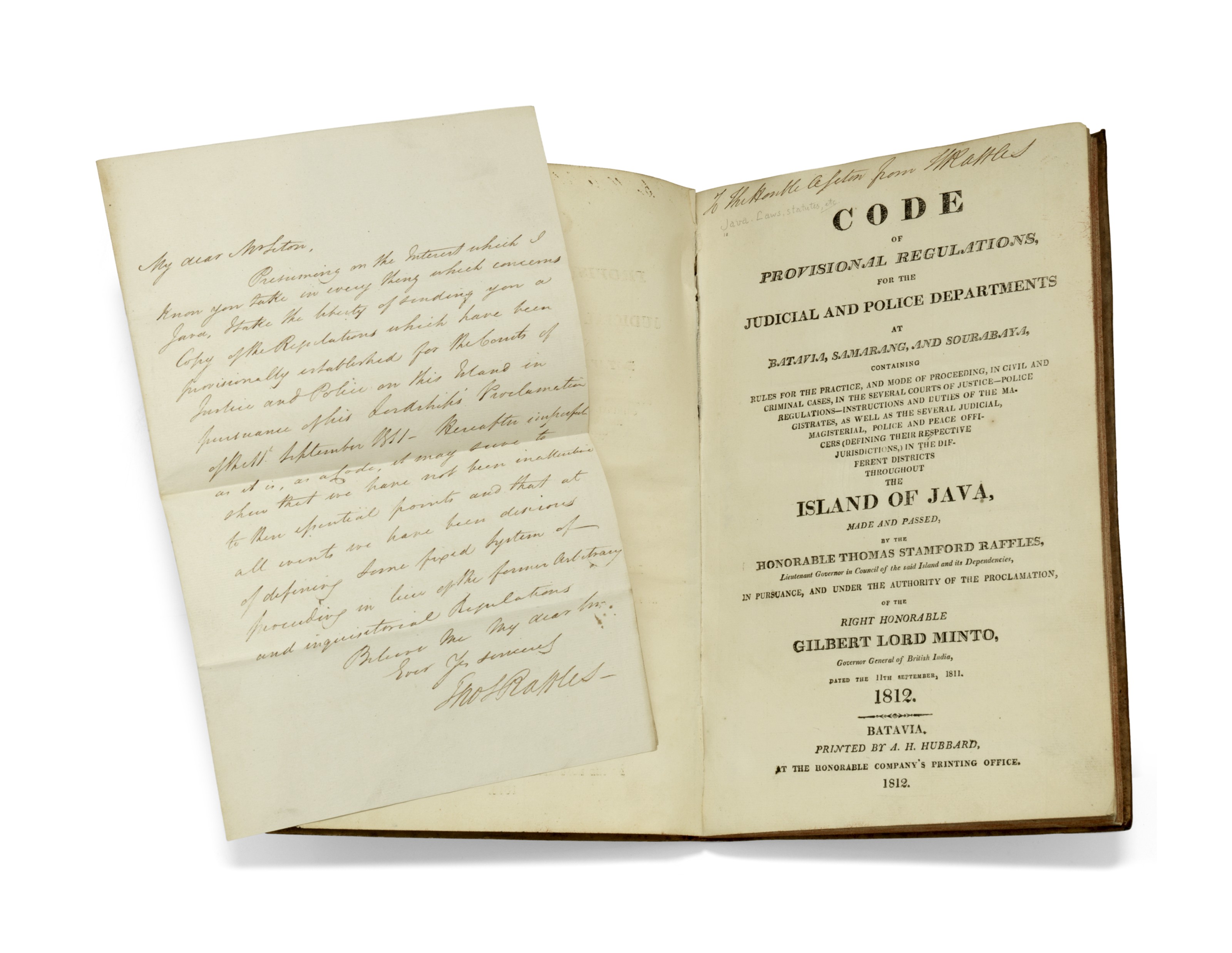 Sir Thomas Stamford Bingley Raffles (1781-1826), Code of Provisional ...