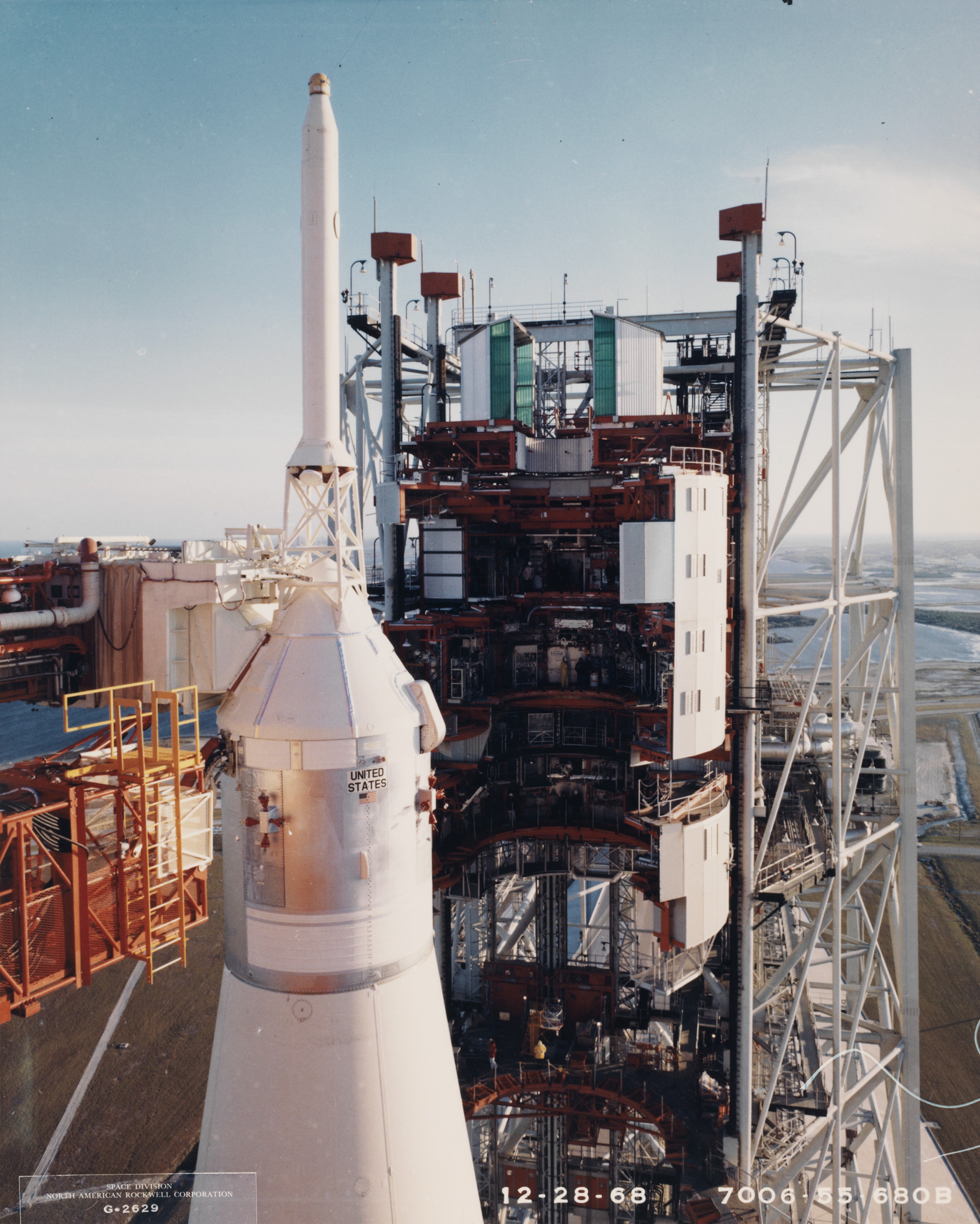 The first Saturn V crewed launch; four views of Apollo 8 on the ...