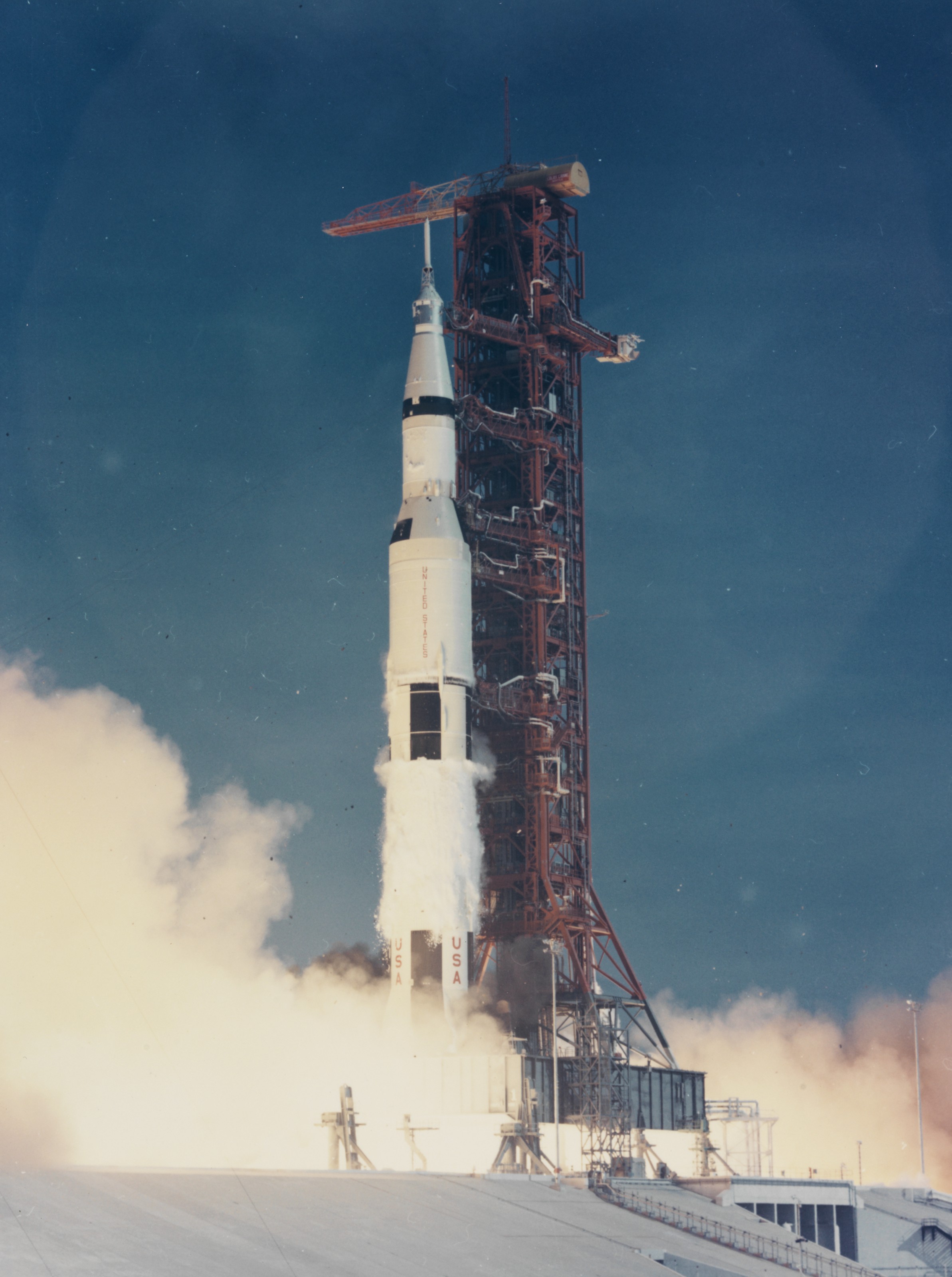 "Liftoff! We have a liftoff": three photographs in sequence of the ...