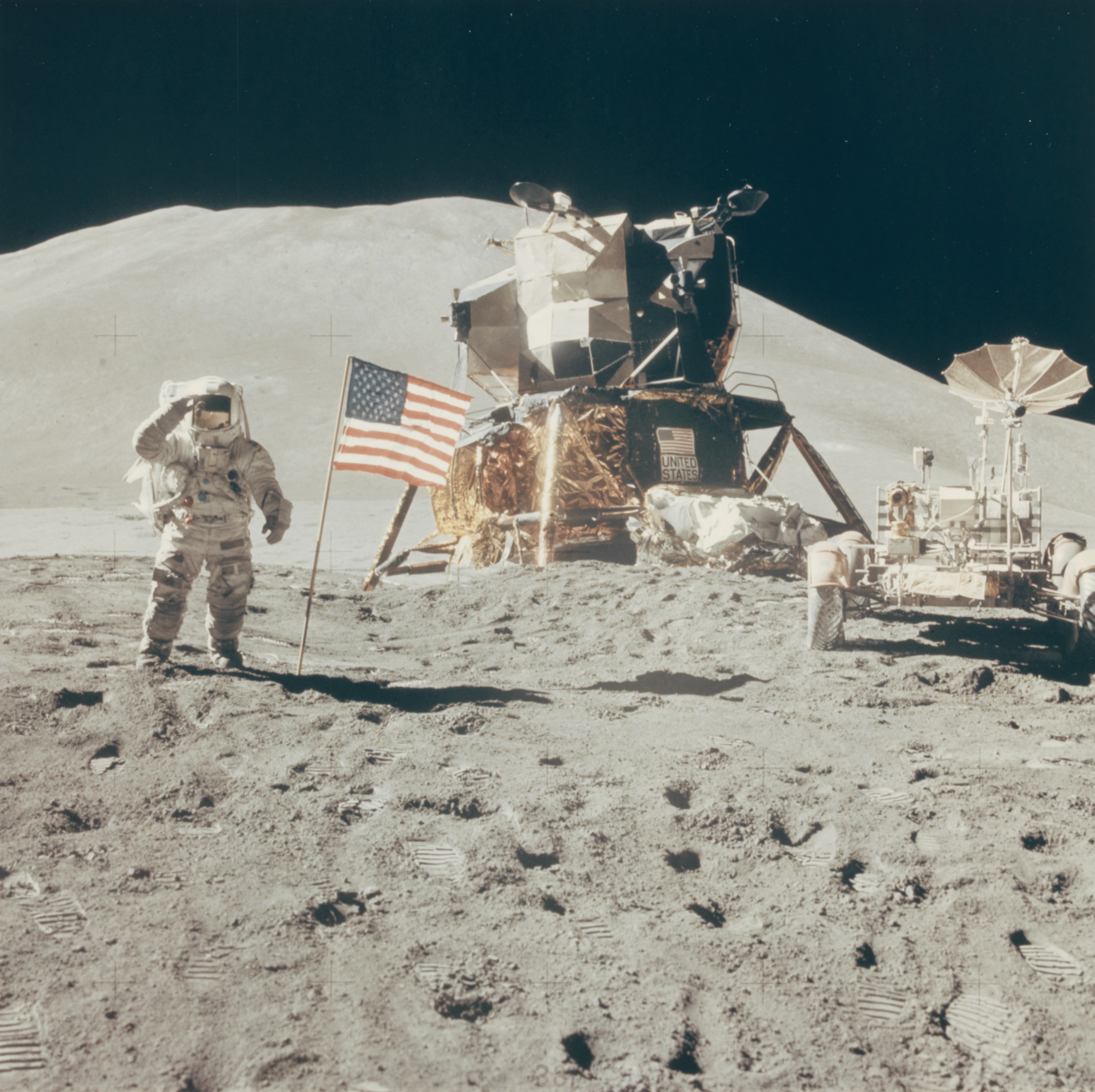 Saluting the flag: Astronaut David Scott performs military salute ...