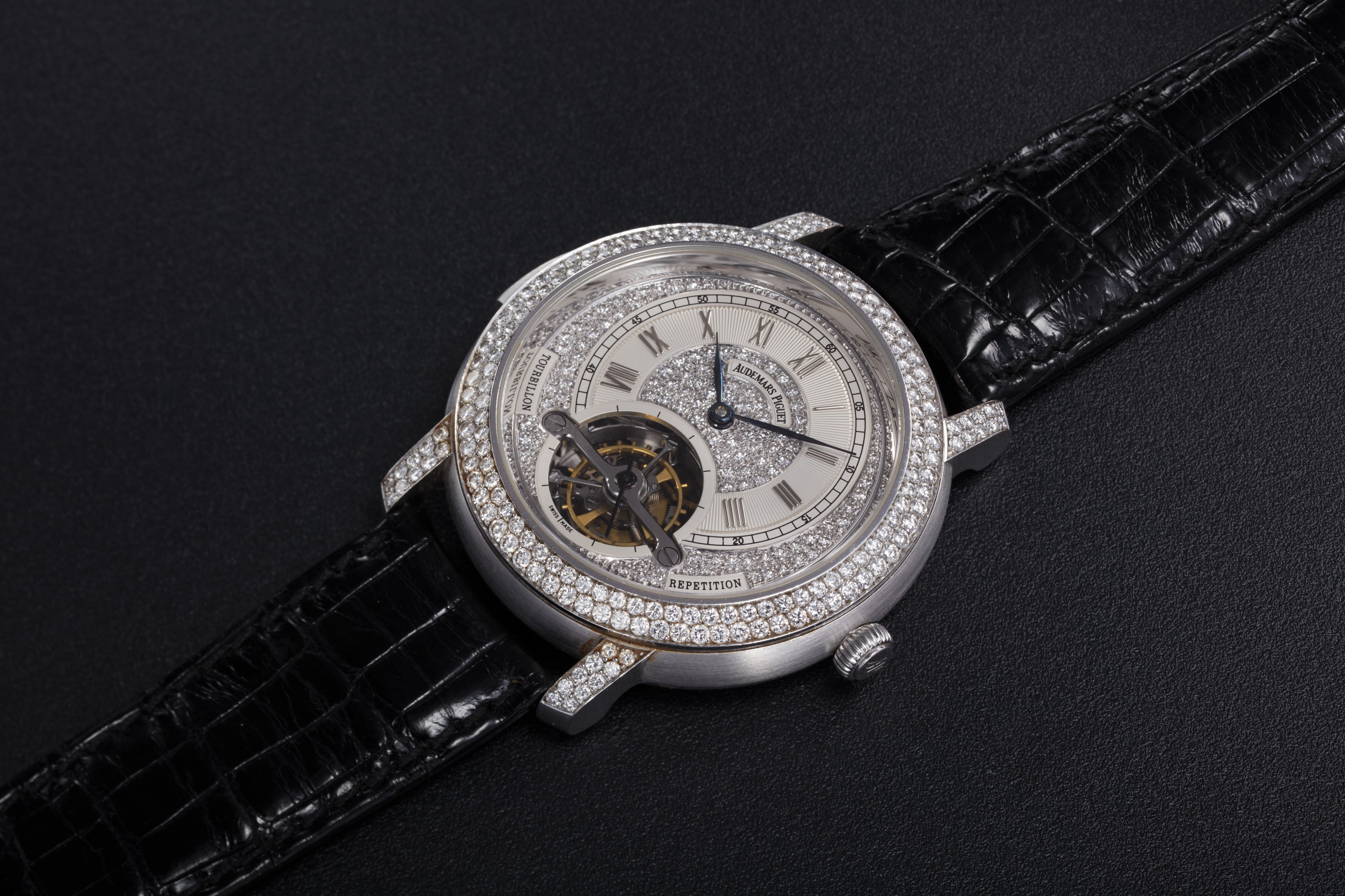 AUDEMARS PIGUET, A GOLD AND DIAMOND-SET MINUTE REPEATER TOURBILLON ...