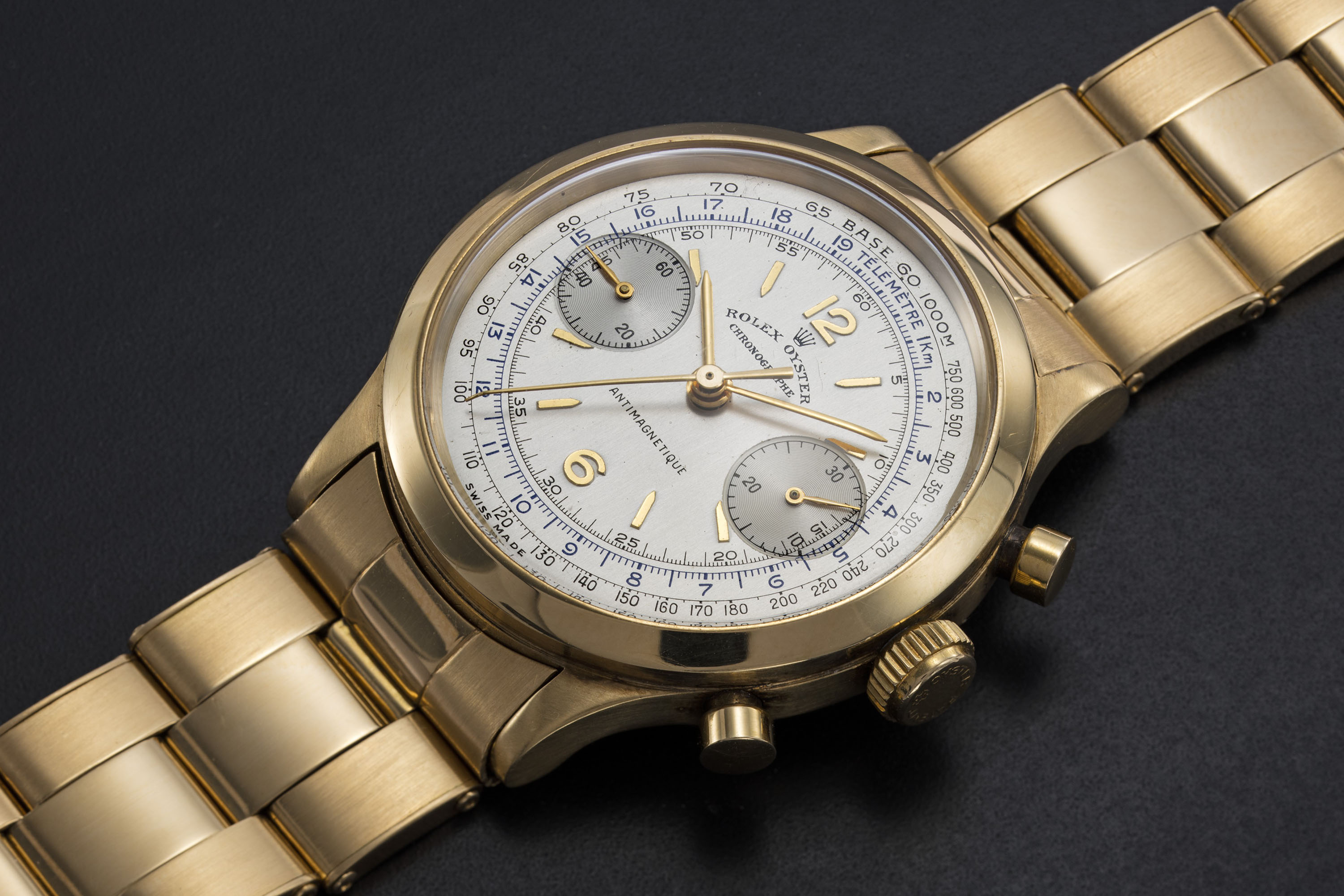 ROLEX, AN EXTREMELY RARE GOLD OYSTER CHRONOGRAPH ANTIMAGNETIQUE ...