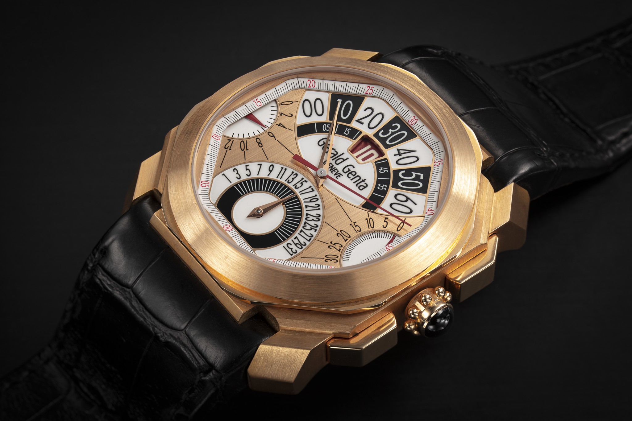GERALD GENTA OCTO CHRONO QUATTRO RETRO REF. OQC.Z.50, A GOLD CHRONOGRAPH WITH RETROGRADE ...