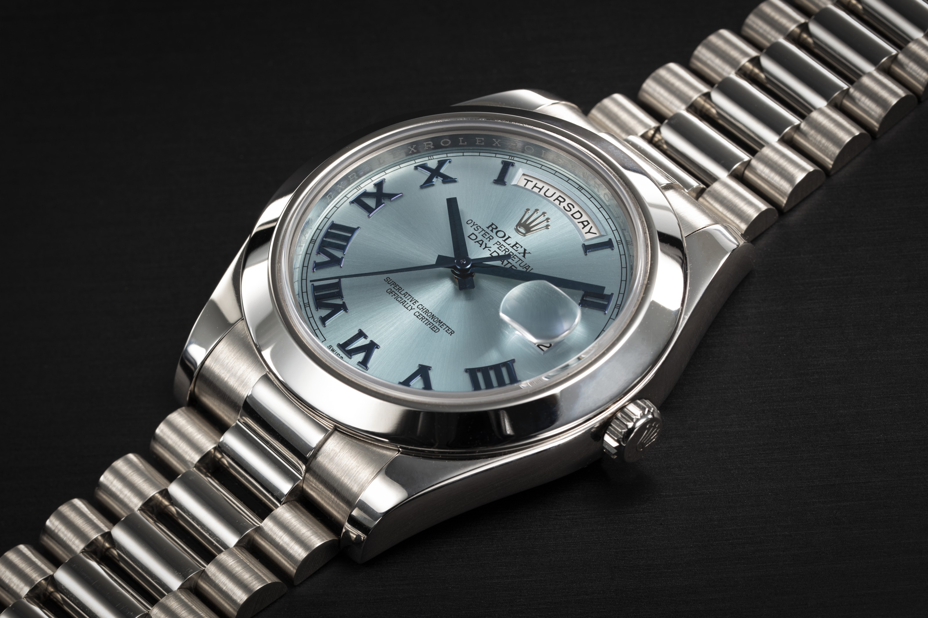 ROLEX, DAY-DATE REF. 218206, A PLATINUM AUTOMATIC WRISTWATCH, CASE ...