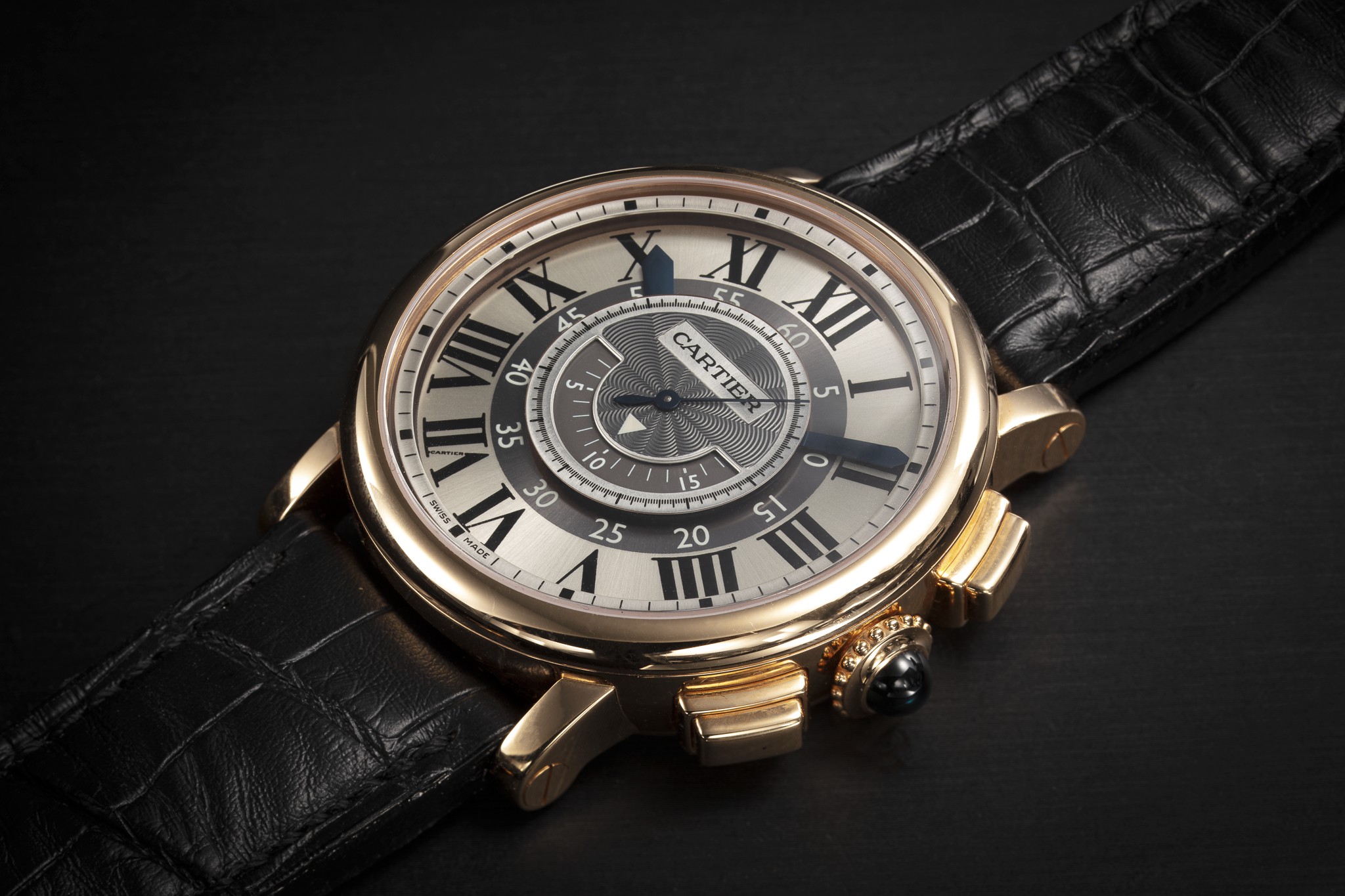 CARTIER, ROTONDE DE CARTIER CHRONOGRAPH CENTRAL REF. 9255, A GOLD ...