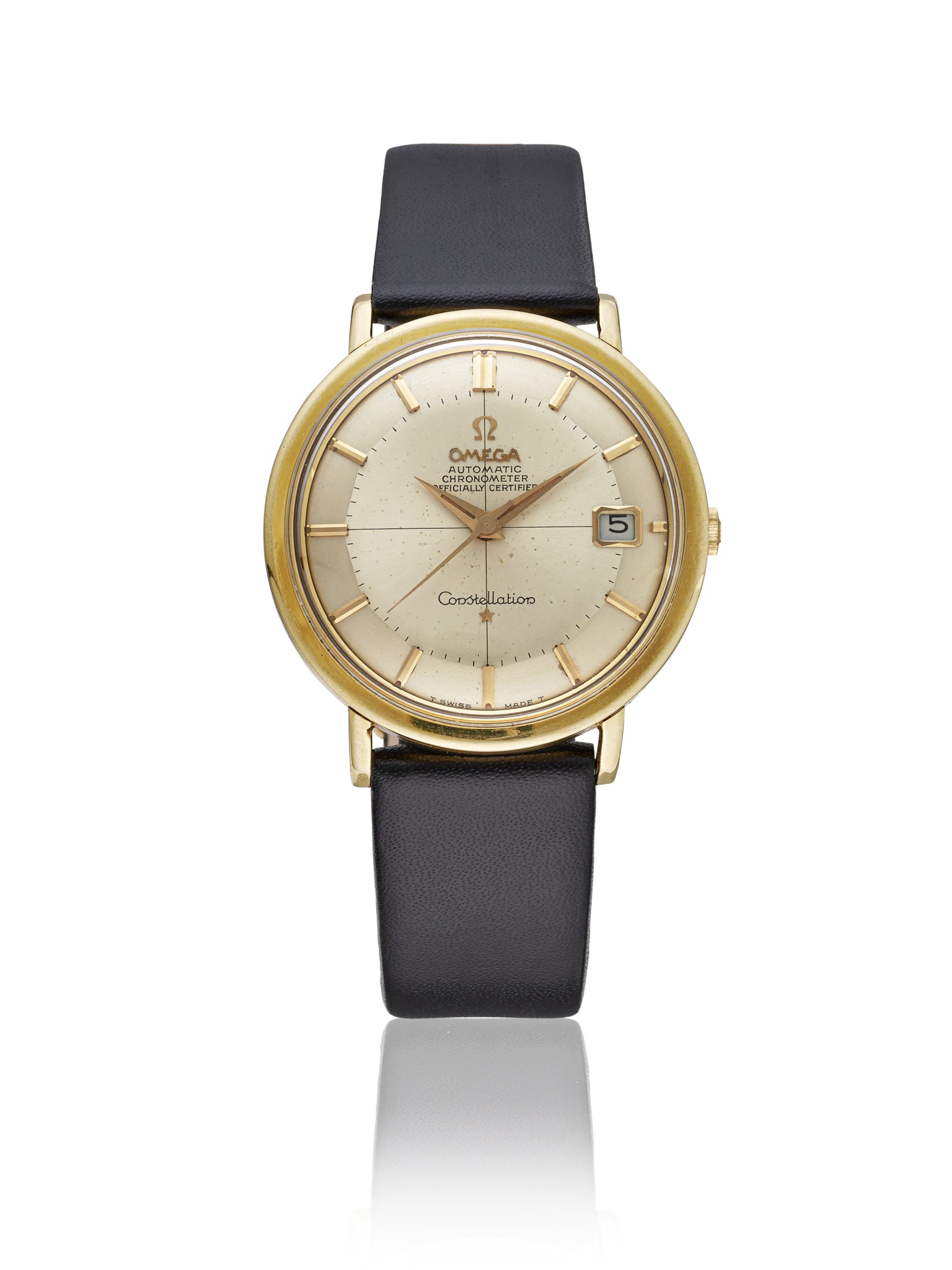 OMEGA, GOLD-CAPPED TWO-TONE PIE-PAN DIAL CONSTELLATION, REF. CD 168.004 ...