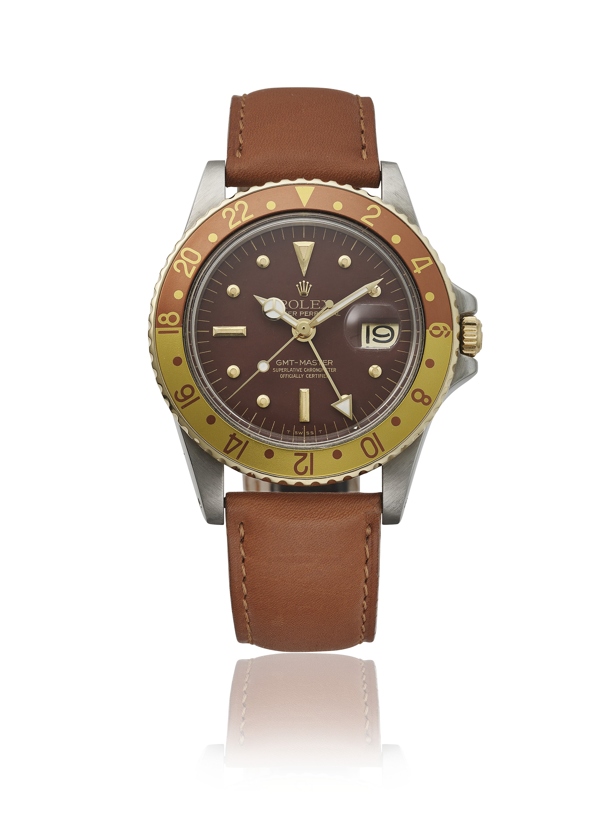 ROLEX, STEEL AND GOLD GMT MASTER WITH NIPPLE DIAL, REF. 1675, CASE NO ...