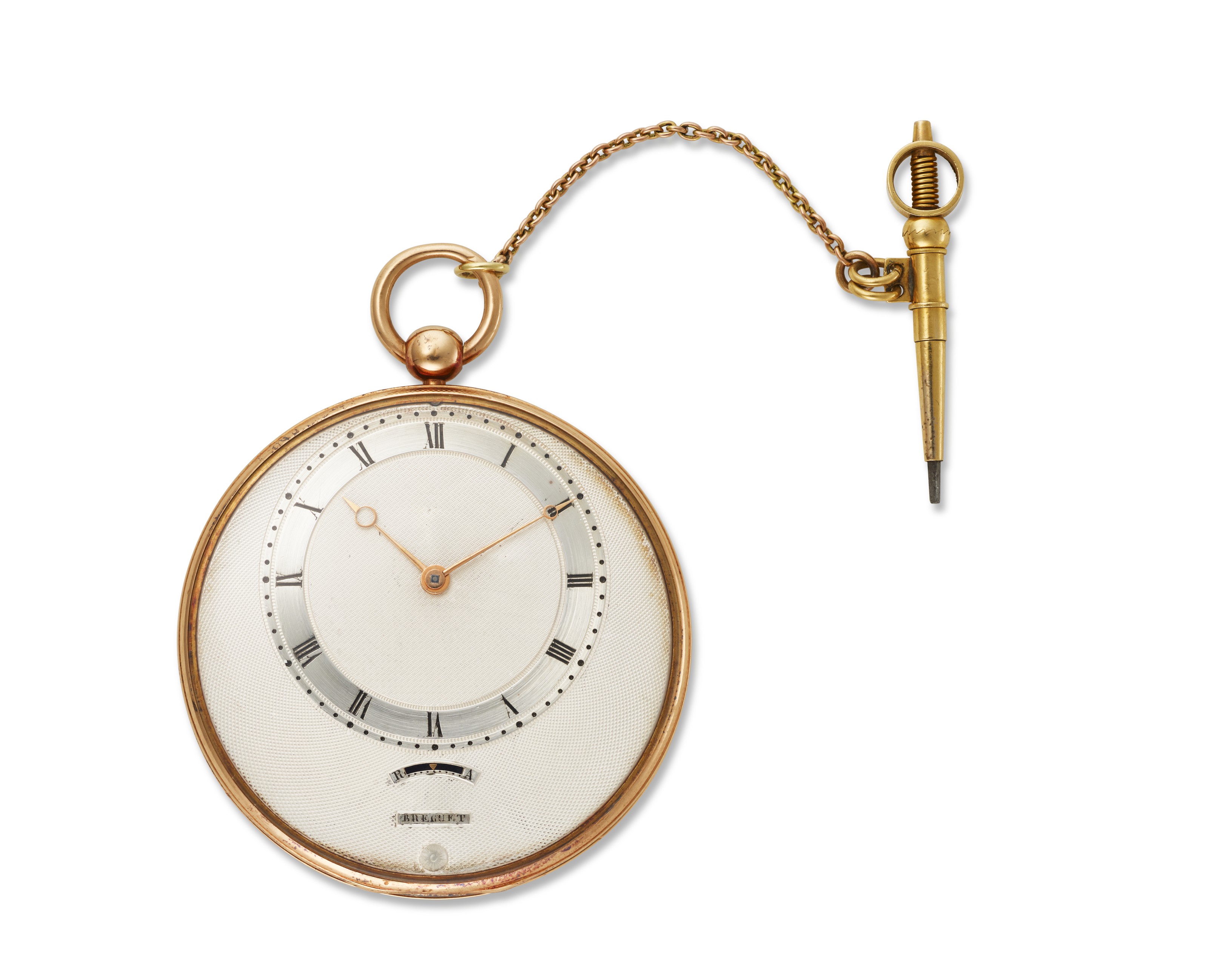 BREGUET,“MONTRE SIMPLE MÉDAILLON EXCENTRIQUE”, 18K GOLD AND SILVER ...