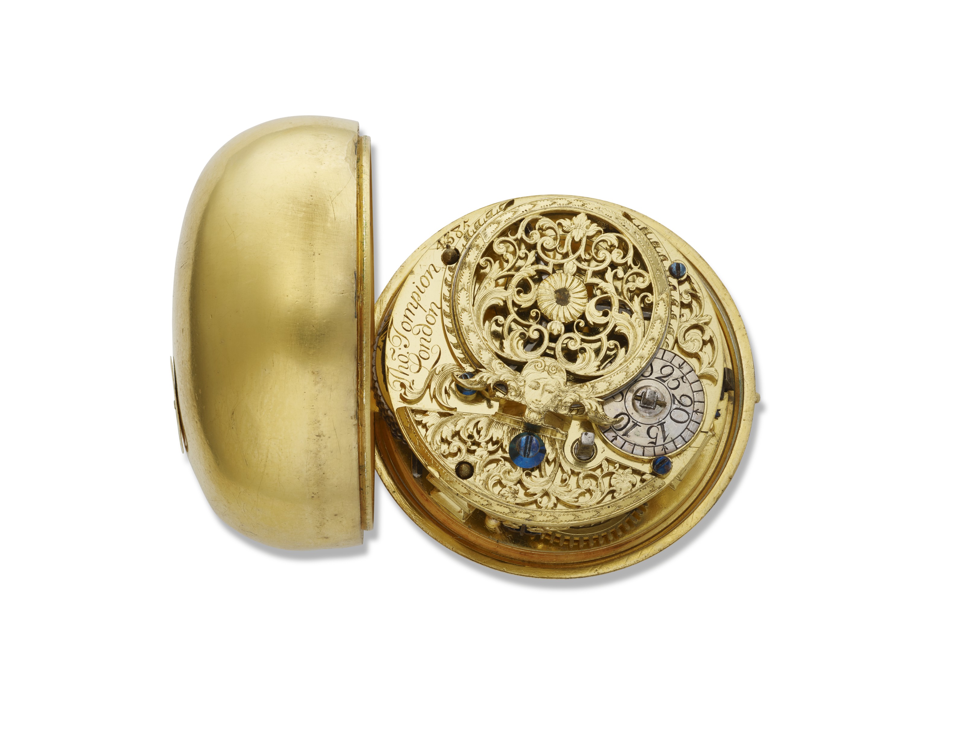 THOMAS TOMPION, GILT-METAL PAIR CASED OPENFACE KEYWOUND VERGE WATCH, NO ...