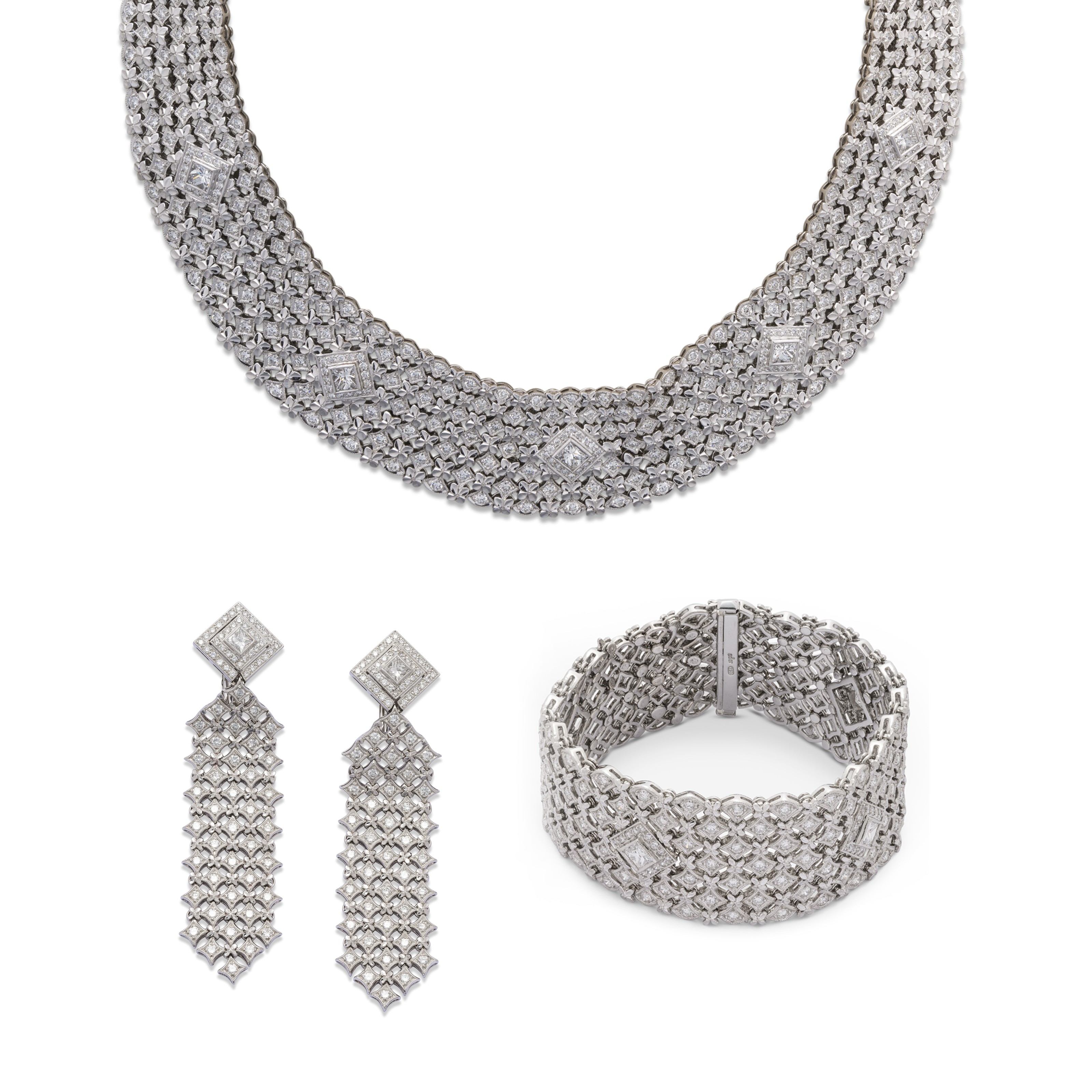 ADLER DIAMOND NECKLACE, BRACELET AND EARRING SUITE, | Christie’s
