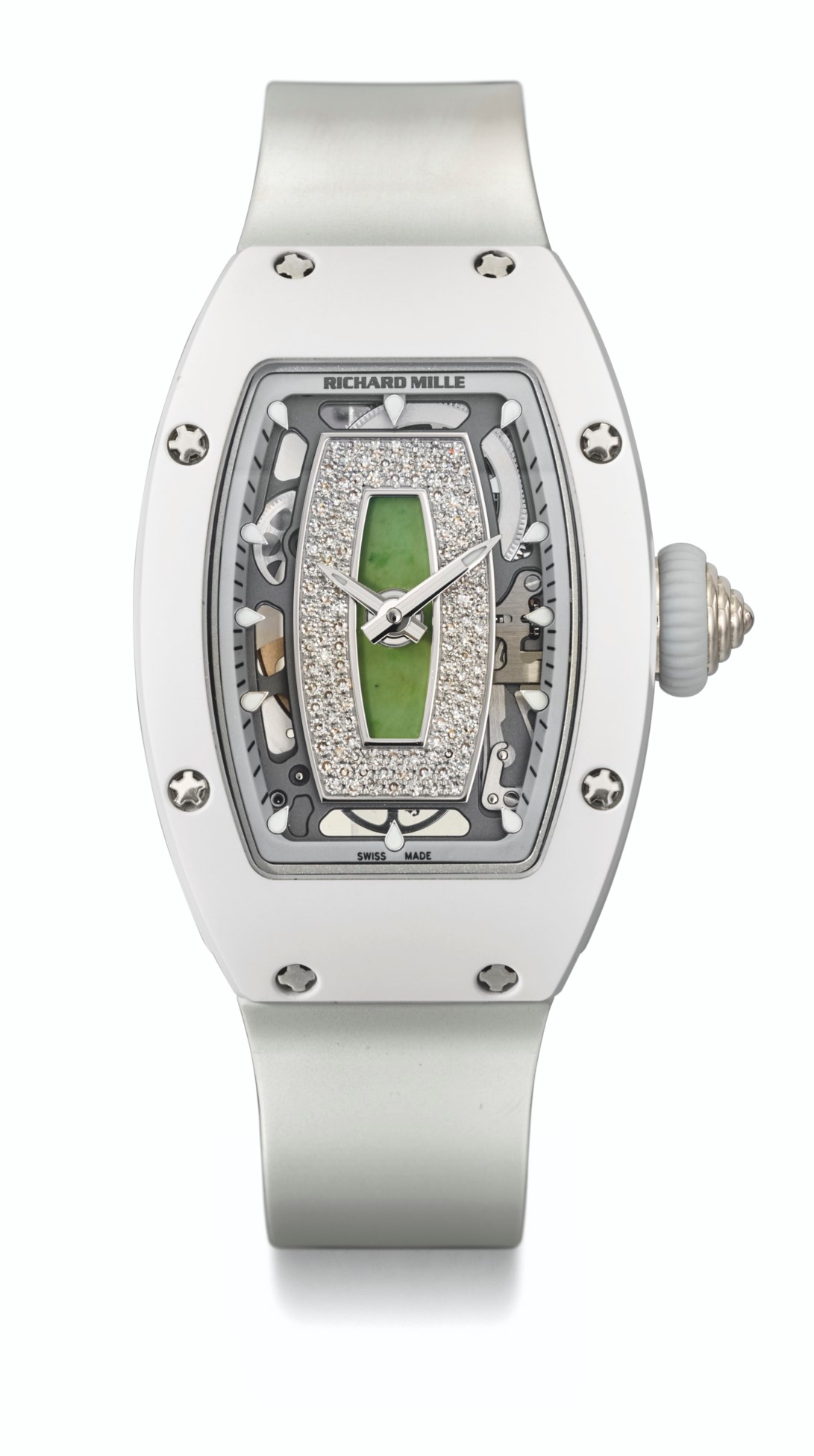 RICHARD MILLE. A LADY'S RARE AND ATTRACTIVE CERAMIC, 18K WHITE GOLD AND ...