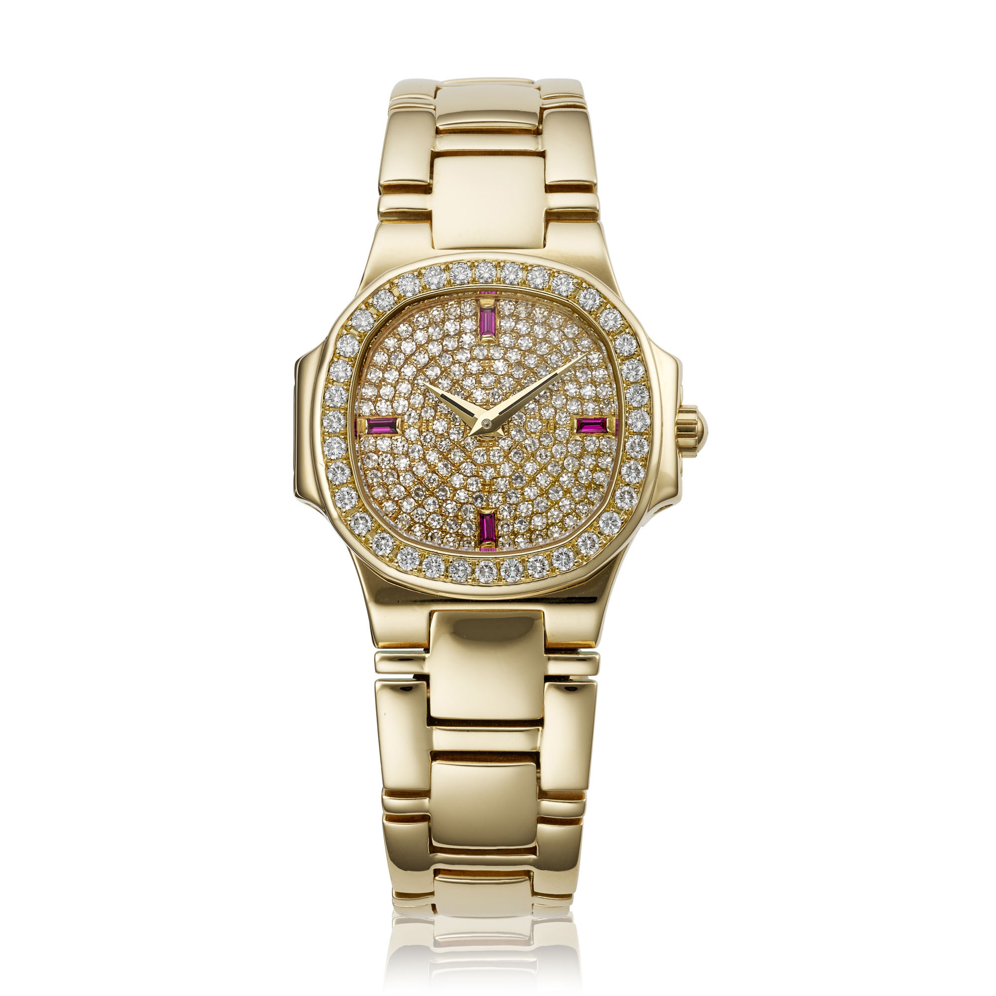 PATEK PHILIPPE, YELLOW GOLD, DIAMONDS AND RUBY HOUR-MARKERS, REF. 4700/ ...