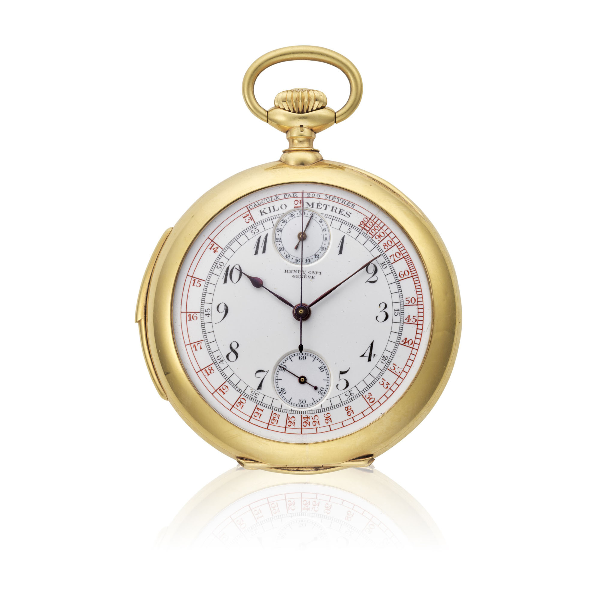 HENRY CAPT, YELLOW GOLD MINUTE REPEATING CHRONOGRAPH OPENFACE POCKET ...