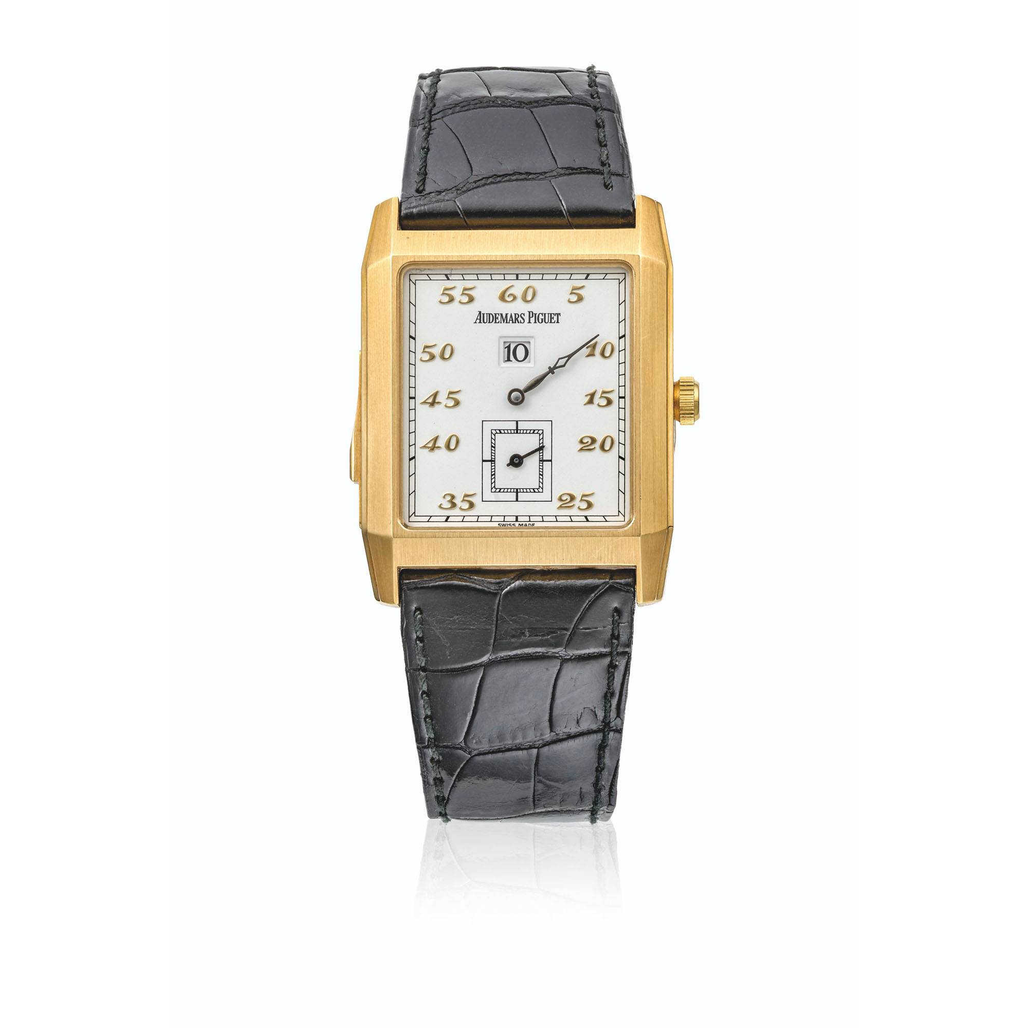 AUDEMARS PIGUET, YELLOW GOLD RECTANGULAR MINUTE REPEATING JUMP HOUR, NO ...