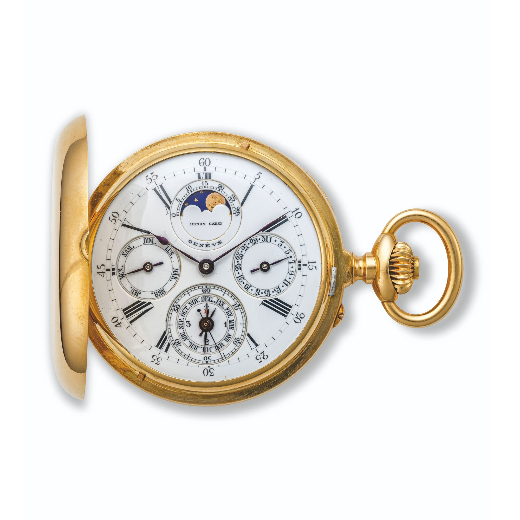 HENRY CAPT, YELLOW GOLD PERPETUAL CALENDAR AND MOON PHASES HUNTER-CASE ...