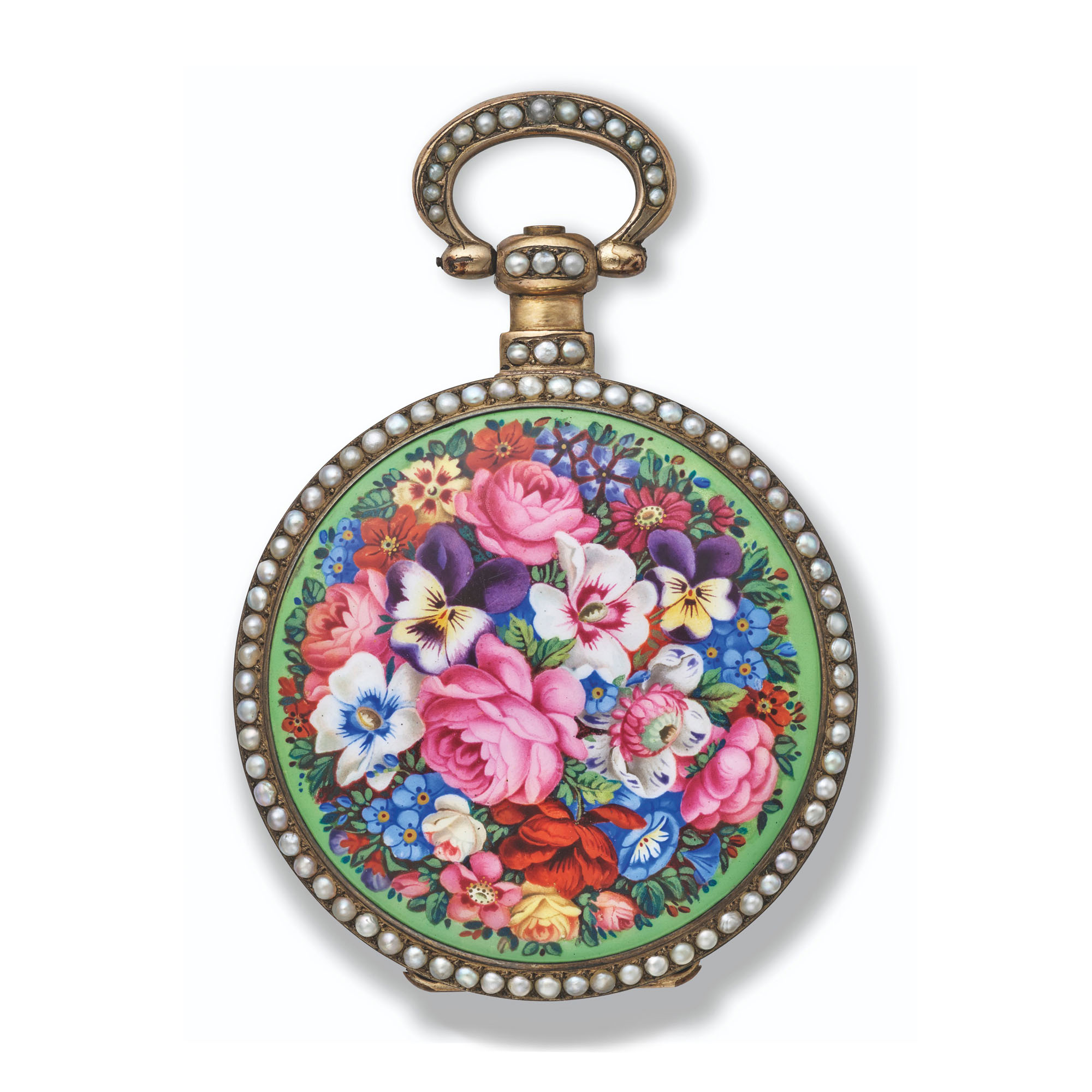 BOVET FLEURIER, SILVER, PEARL AND ENAMEL DEADBEAT SECONDS OPENFACE ...
