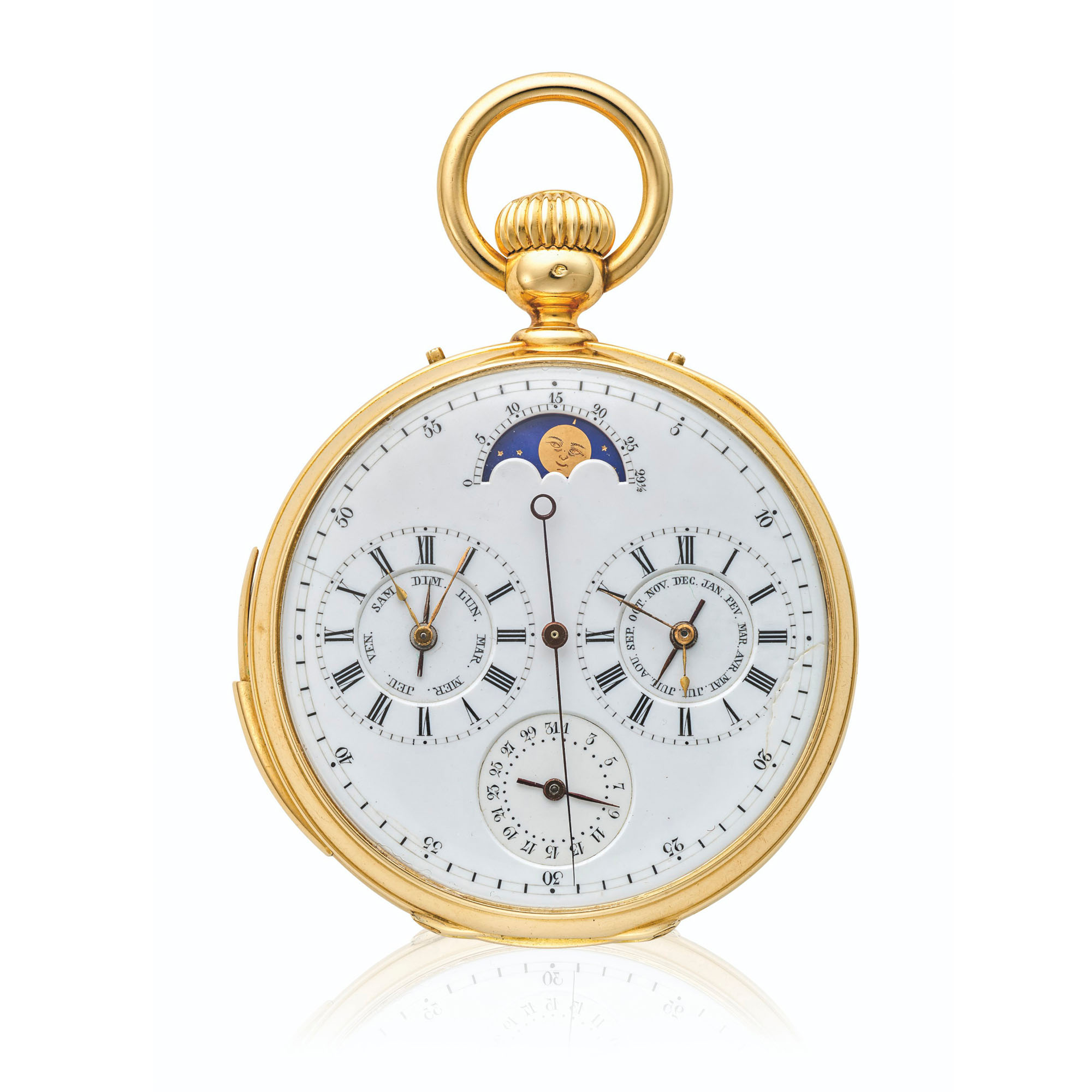 CHARLES OUDIN, YELLOW GOLD QUARTER REPEATING, DEADBEAT SECONDS, GMT ...