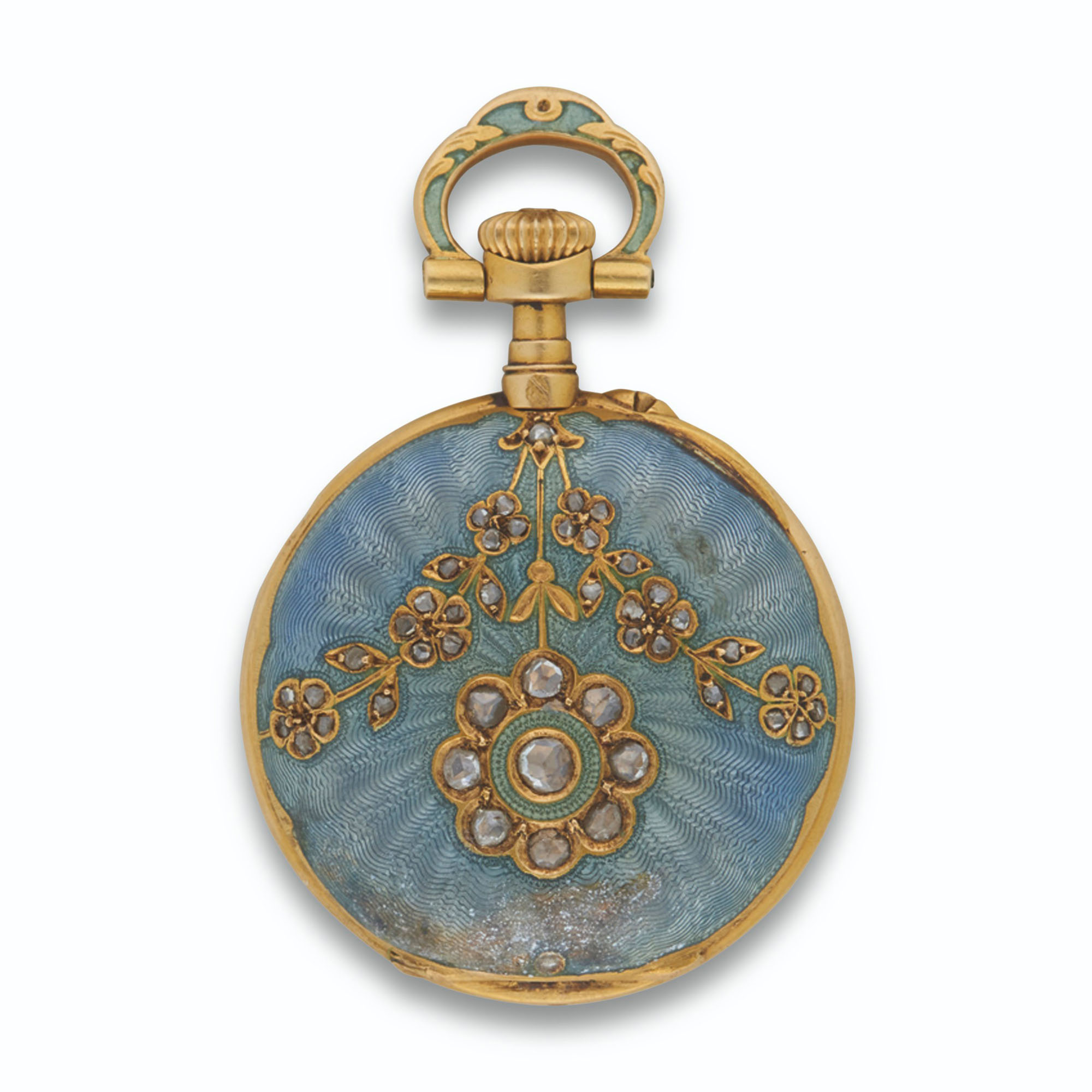 HENRY CAPT. YELLOW GOLD, ENAMEL AND DIAMOND-SET OPENFACE POCKET WATCH ...