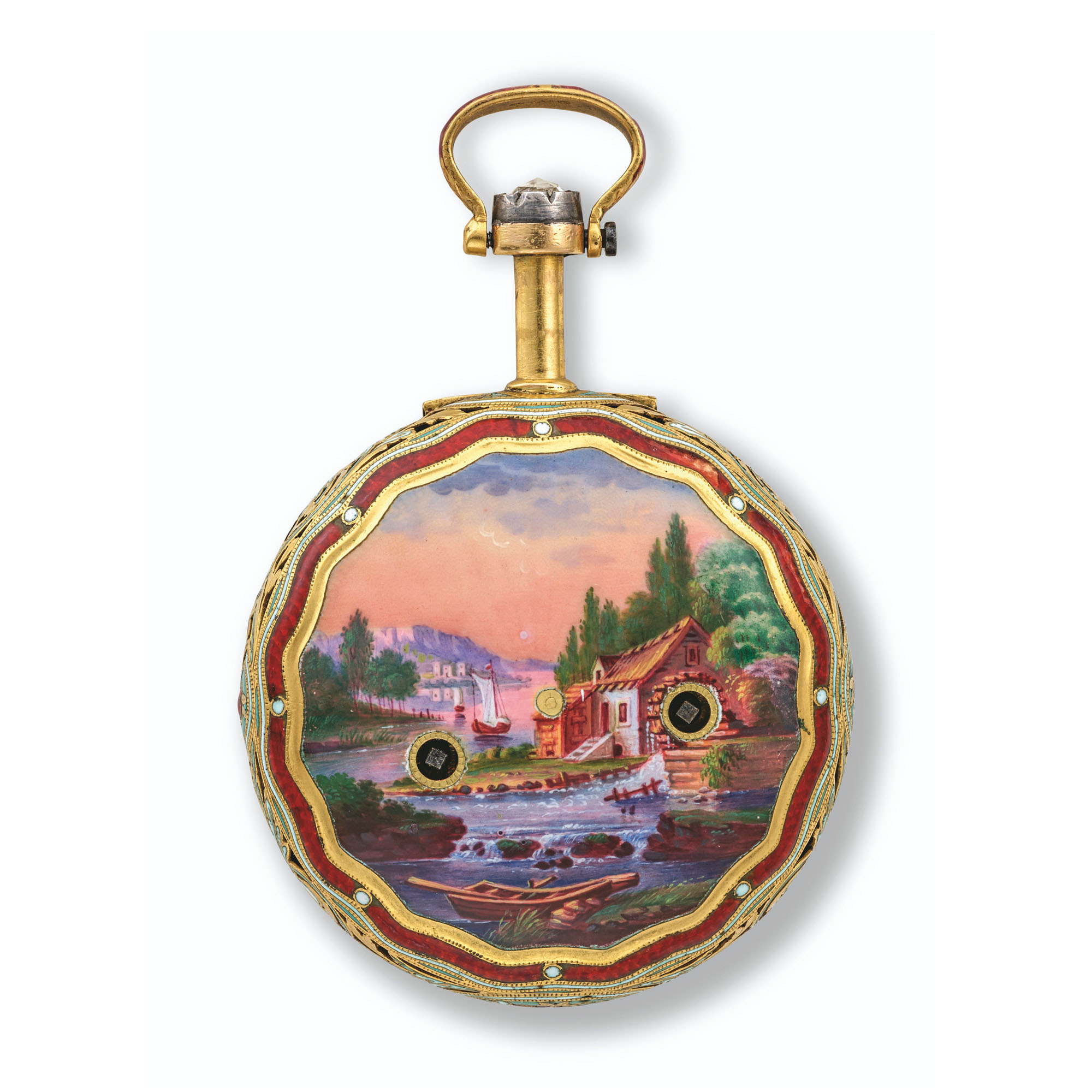 MARKWICK MARKHAM PERIGAL, YELLOW GOLD AND ENAMEL AUTOMATIC THREE ...