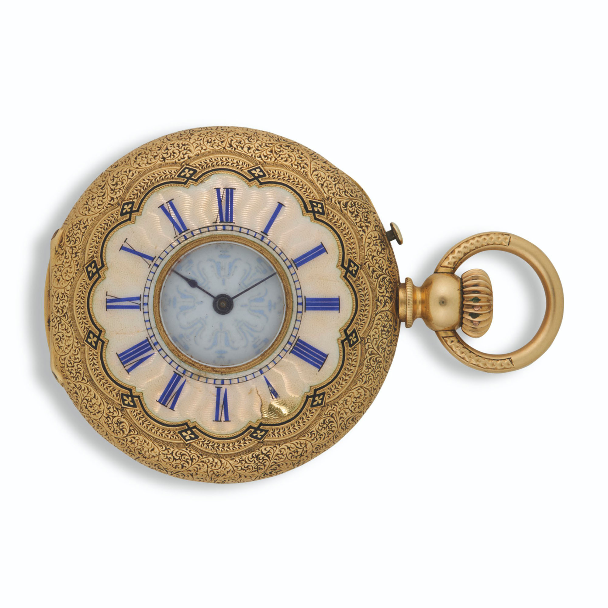 PERRIN CHOPARD, YELLOW GOLD AND ENAMEL HUNTER-CASE POCKET WATCH ...