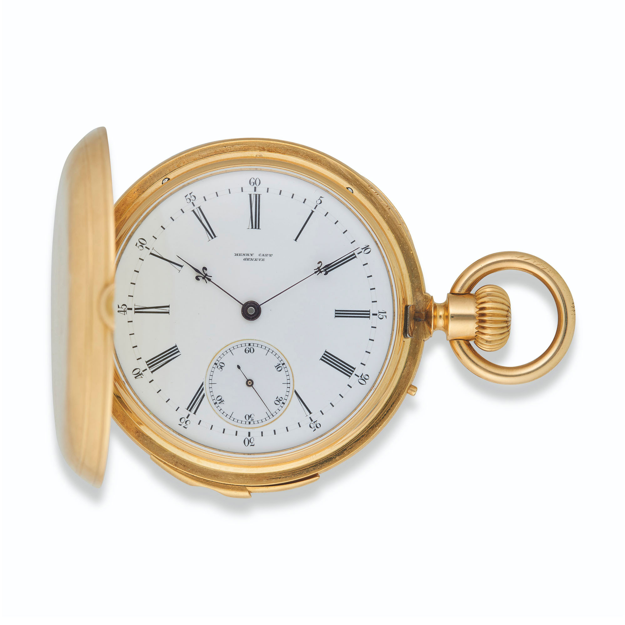 HENRY CAPT, YELLOW GOLD MINUTE REPEATING HUNTER-CASE POCKET WATCH ...