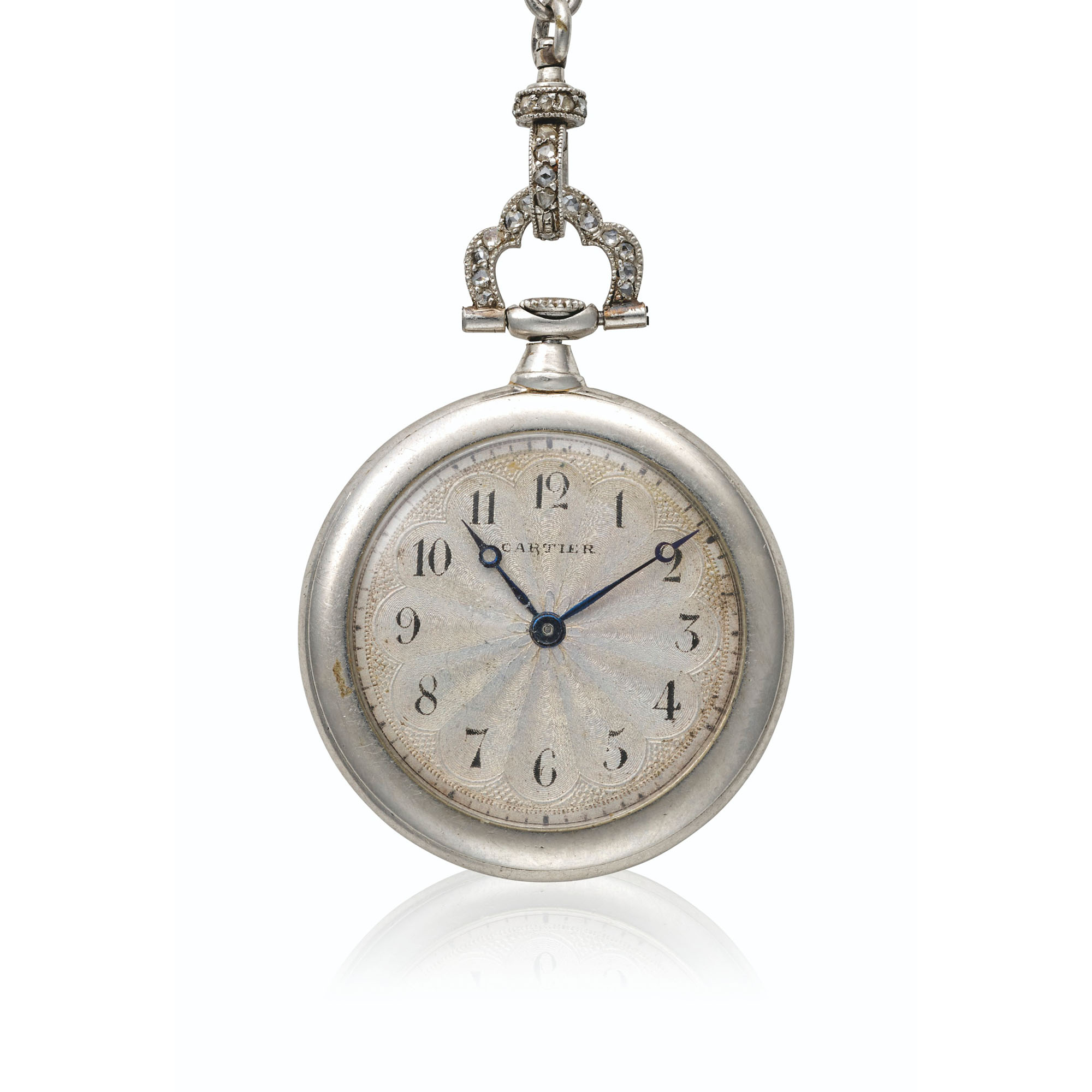 CARTIER, PLATINUM AND DIAMOND-SET OPENFACE POCKET WATCH, | Christie’s