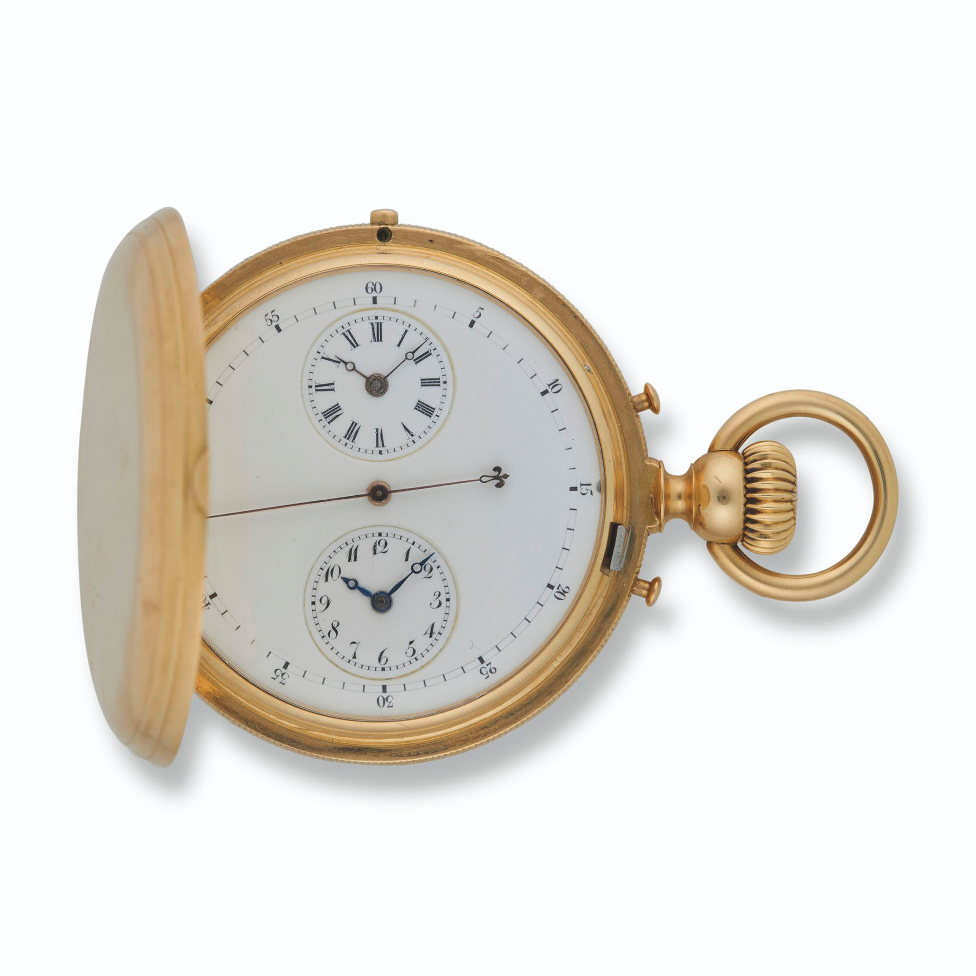 SWISS, YELLOW GOLD SPLIT-SECONDS CHRONOGRAPH WITH DEADBEAT SECONDS ...