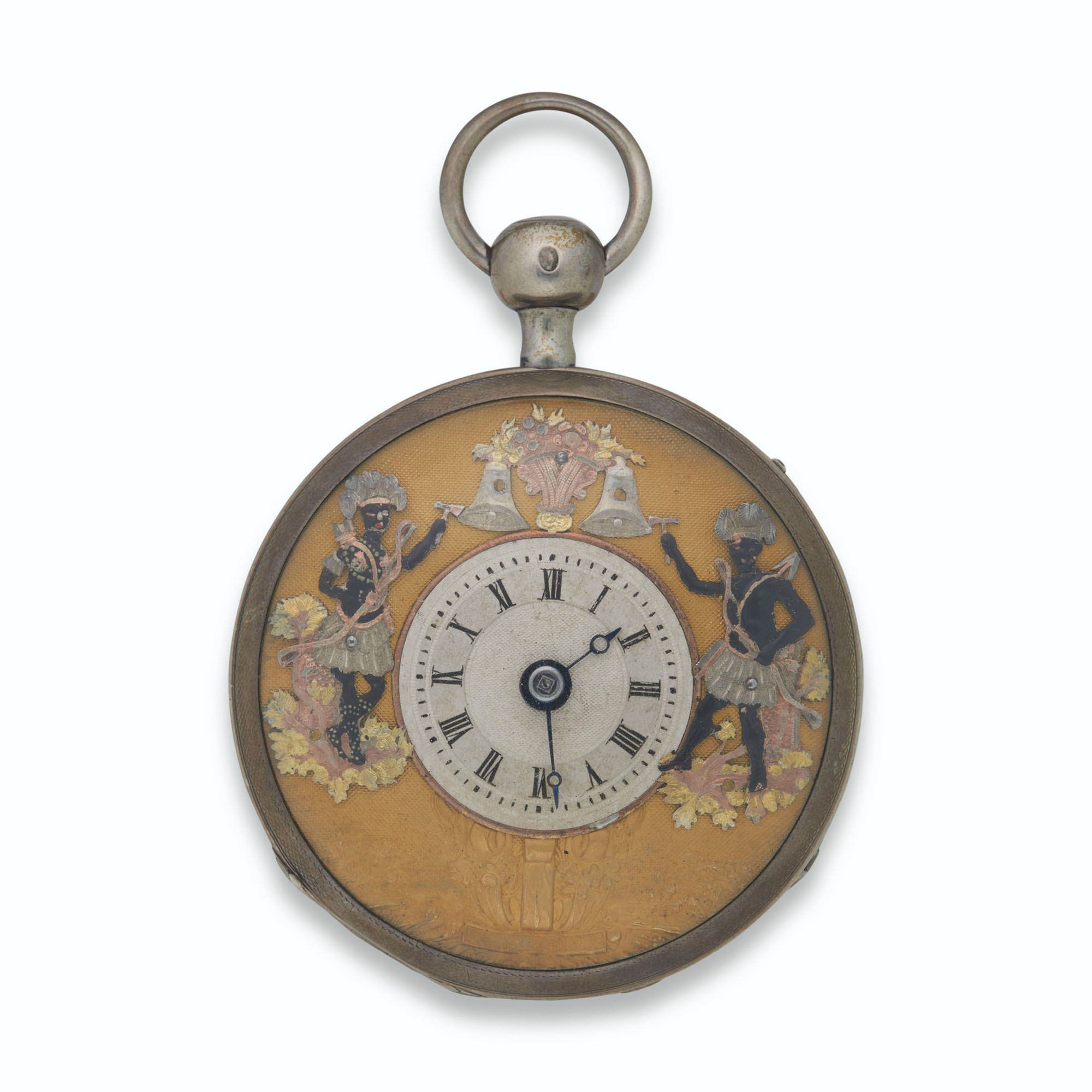 SWISS, SILVER AUTOMATON QUARTER REPEATING OPENFACE POCKET WATCH ...