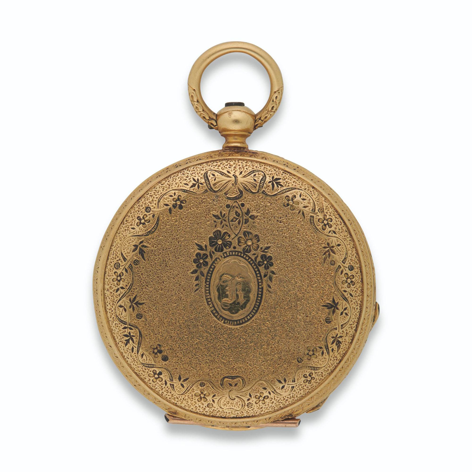 PATEK PHILIPPE, YELLOW GOLD AND ENAMEL HUNTER-CASE POCKET WATCH ...