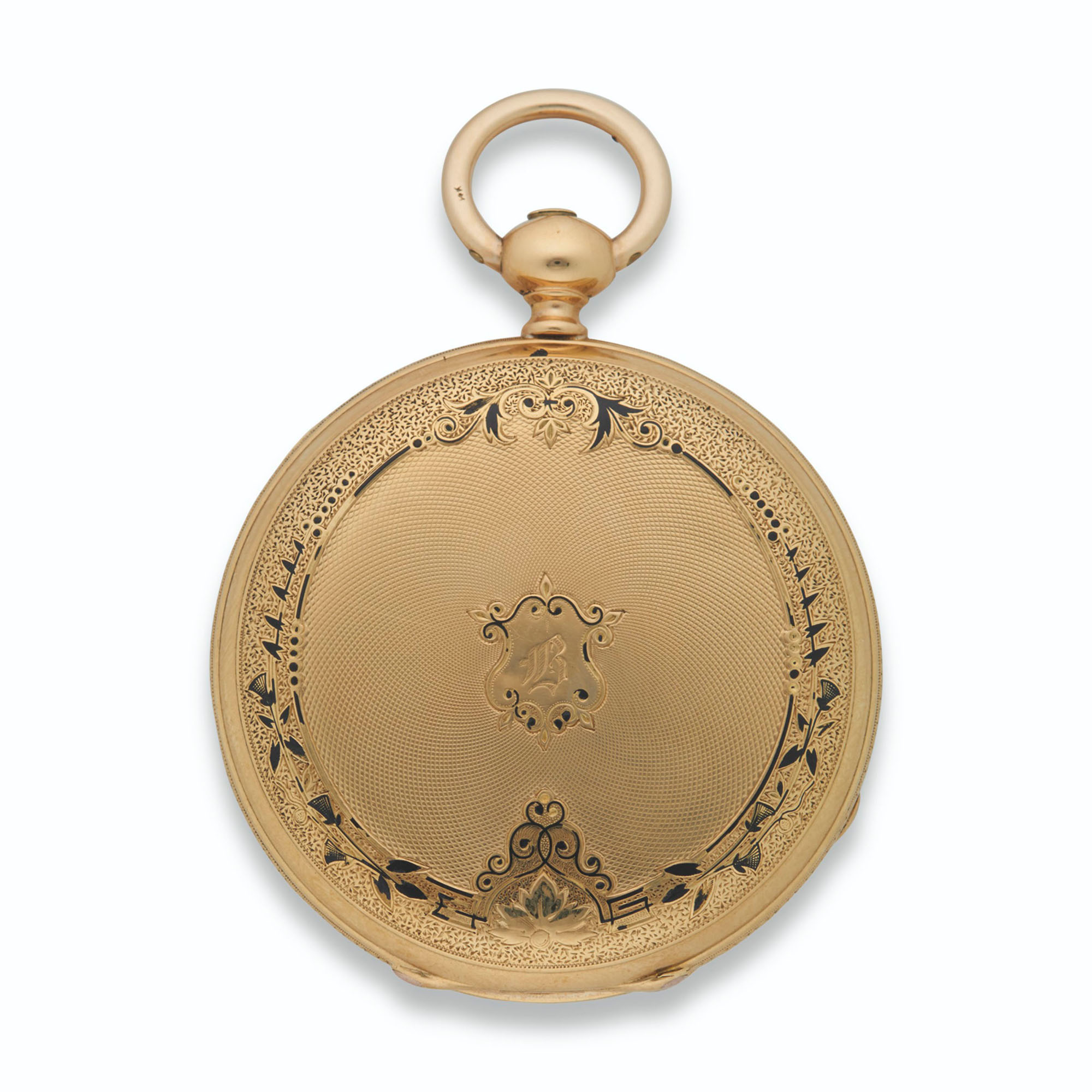 CHARLES E. JACOT, YELLOW GOLD AND ENAMEL HUNTER-CASE POCKET WATCH ...