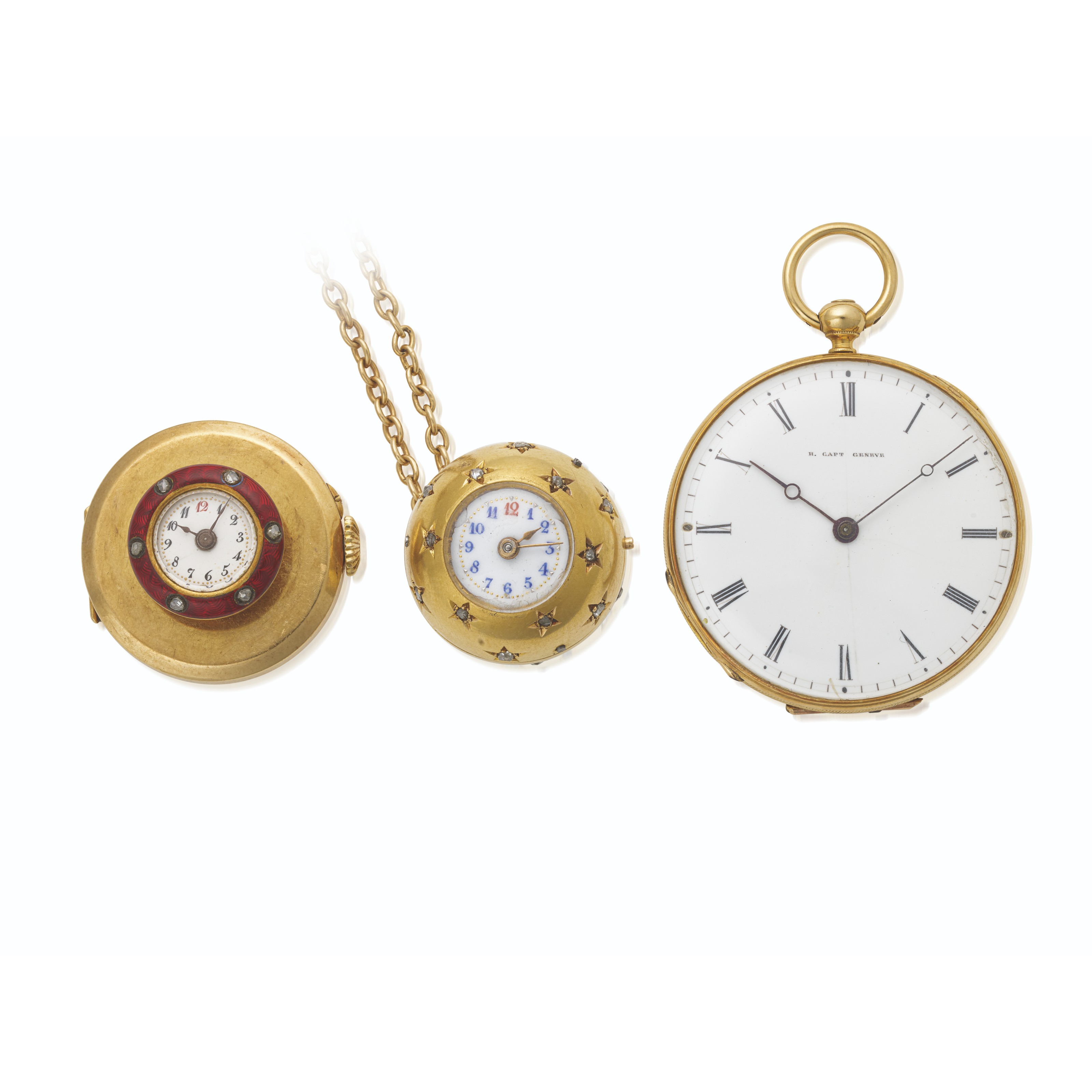 A GROUP OF THREE HENRY CAPT GOLD POCKET WATCHES, | Christie’s