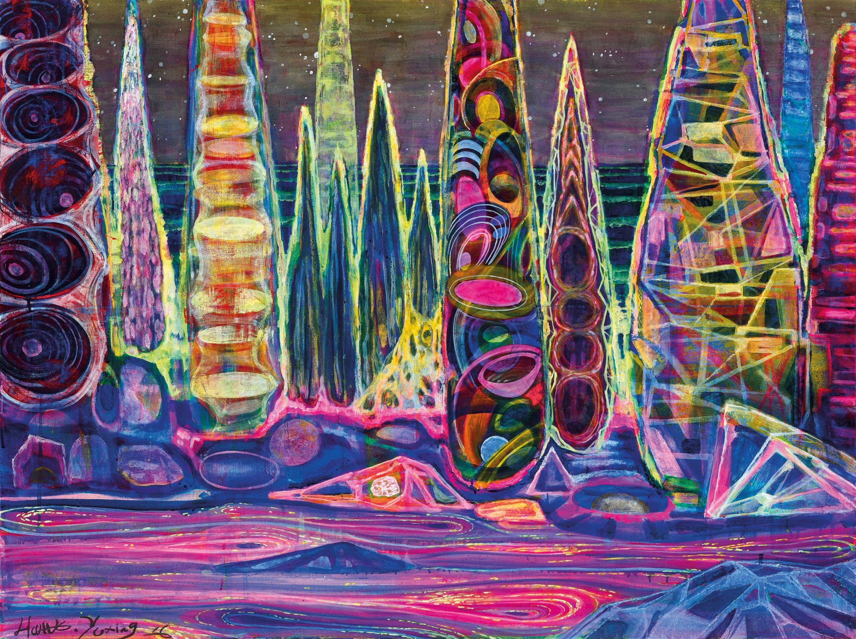 HUANG YUXING (B. 1975), Riverside Grove under the Starry Night | Christie's