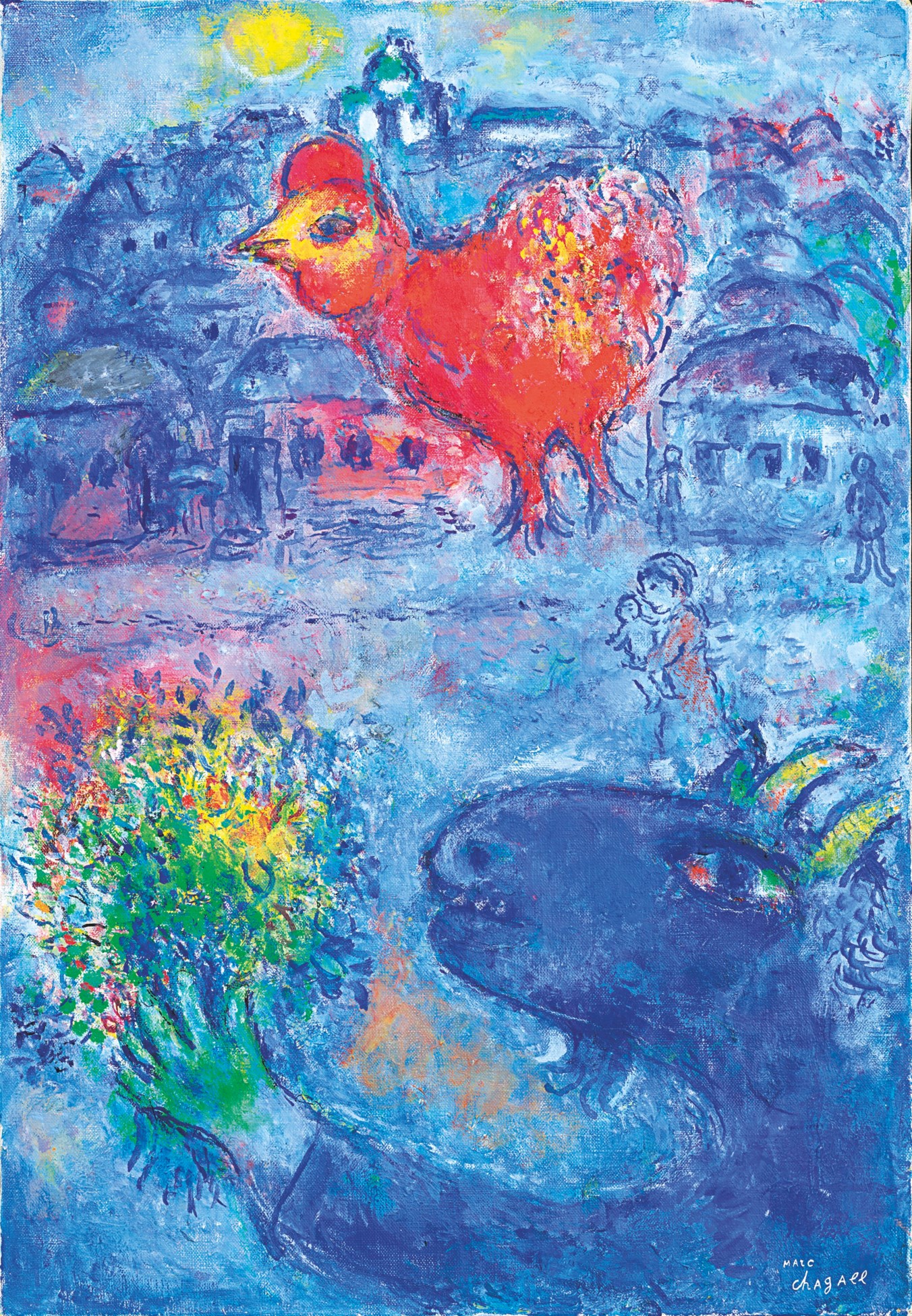 MARC CHAGALL (1887-1985), Bouc bleu au coq rouge | Christie's
